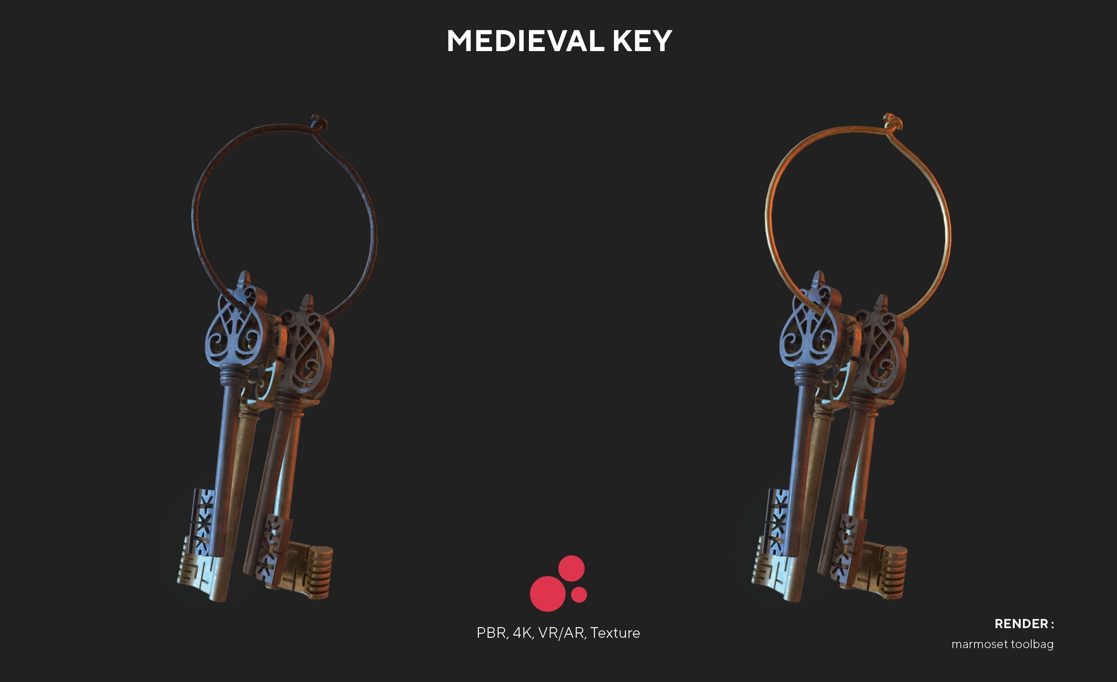 3D model Medieval Keys Set 03 AR low-poly 3D model VR / AR / low-poly ...