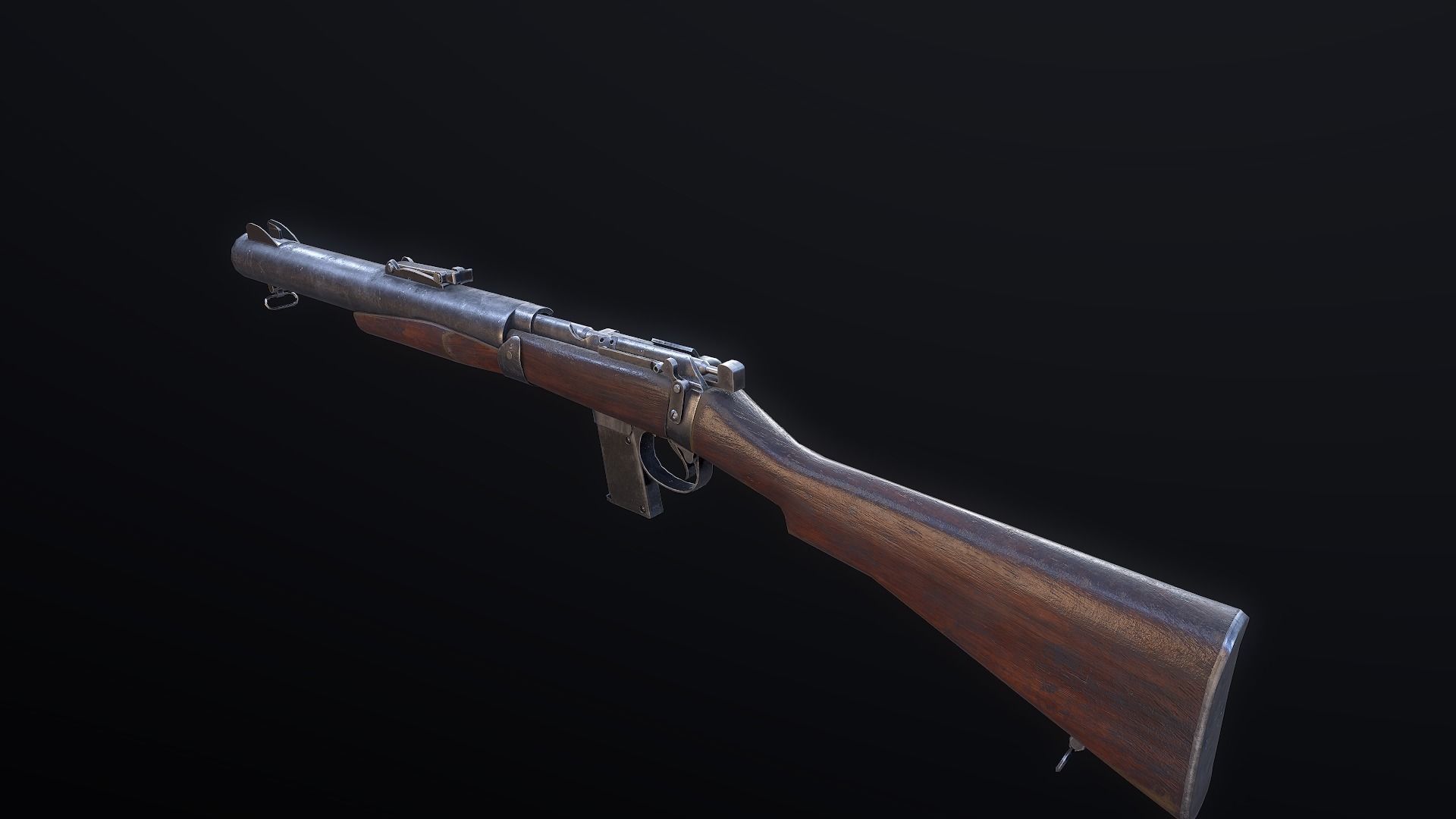3D model De Lisle British WW2 Rifle PBR Low-poly 3D model VR / AR / low ...