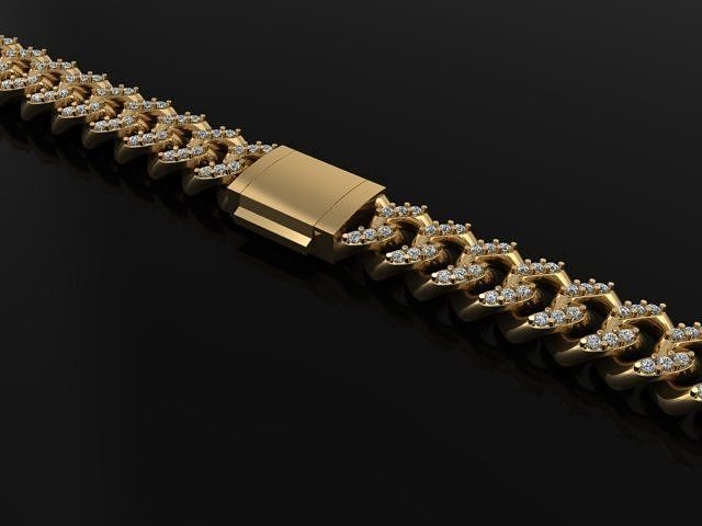 Cuban Diamond Chain Bracelet Necklace Link SIZE 8MM Width 3D model 3D ...