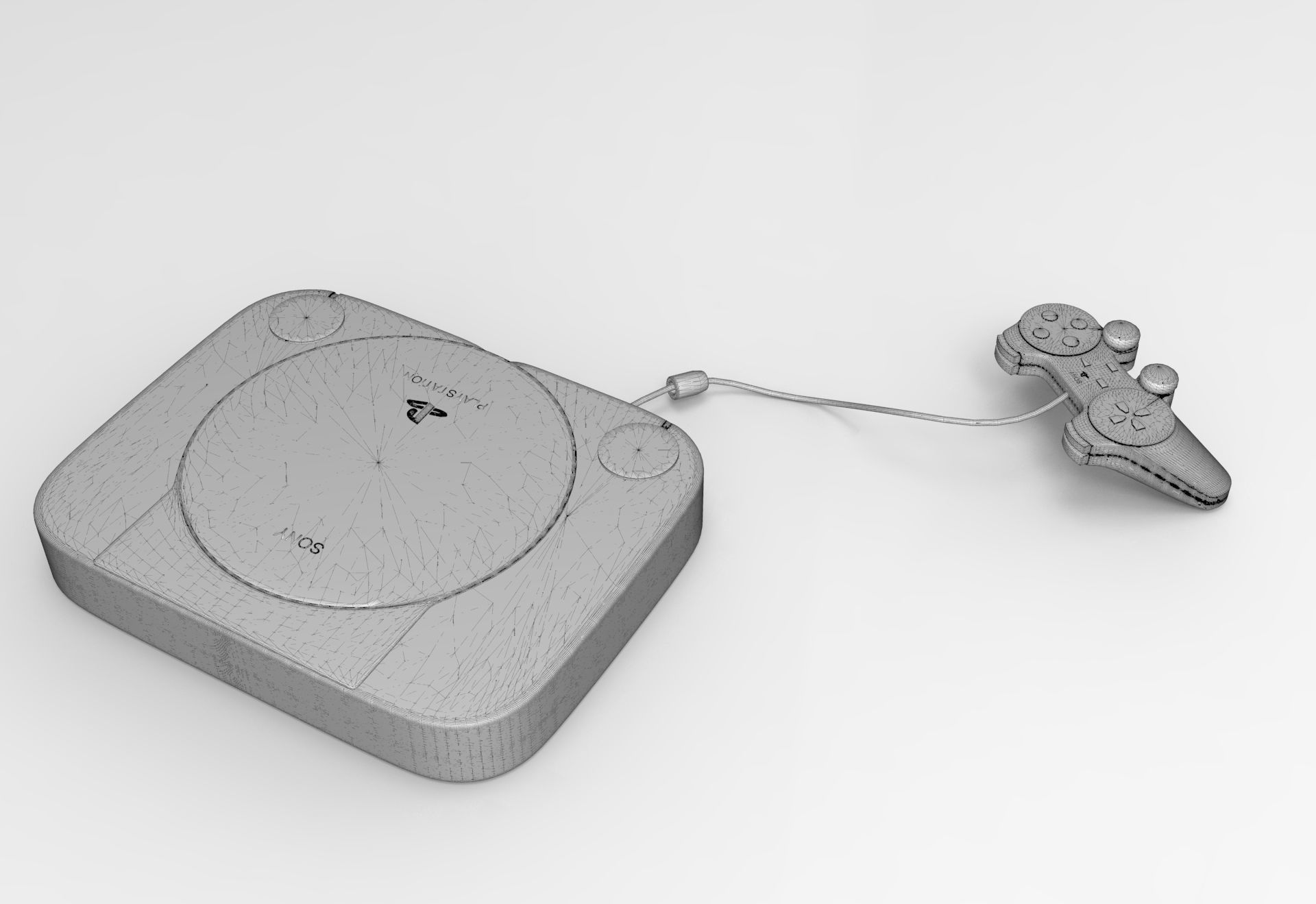 3D model Playstation-1 playstation console connected to controller VR ...