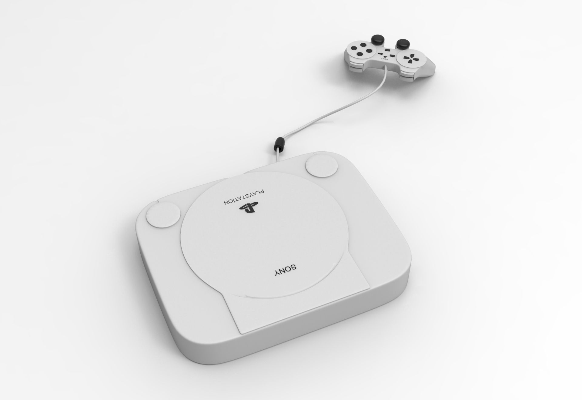 3D model Playstation-1 playstation console connected to controller VR ...