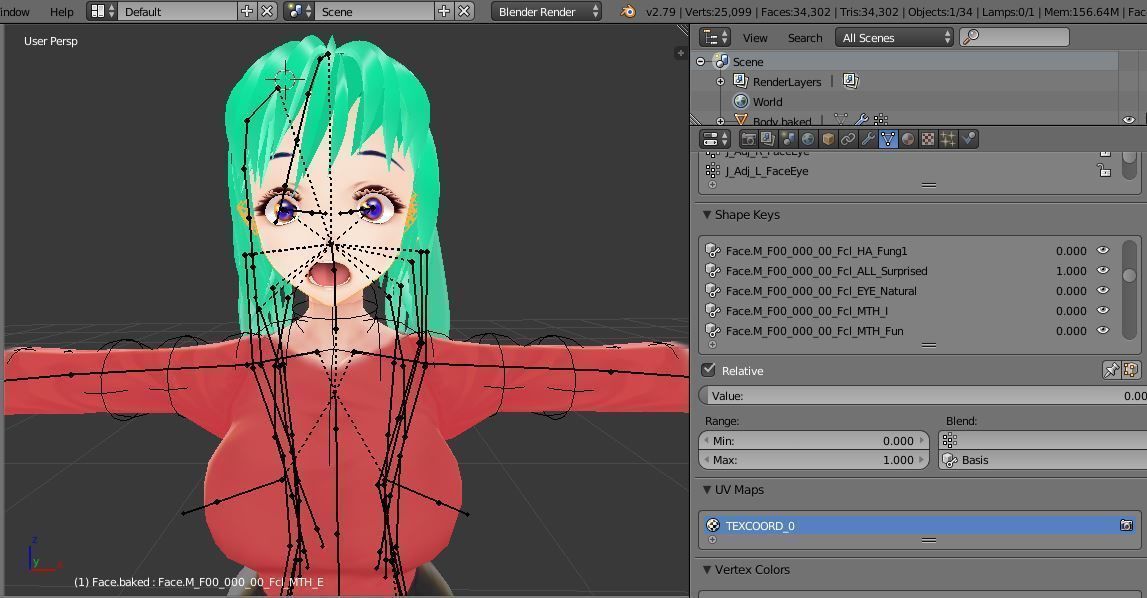 ASIAN GIRL DANCER 3D MODEL ANIME CHARACTER T-POSE SHAPE KEYS 3D model ...