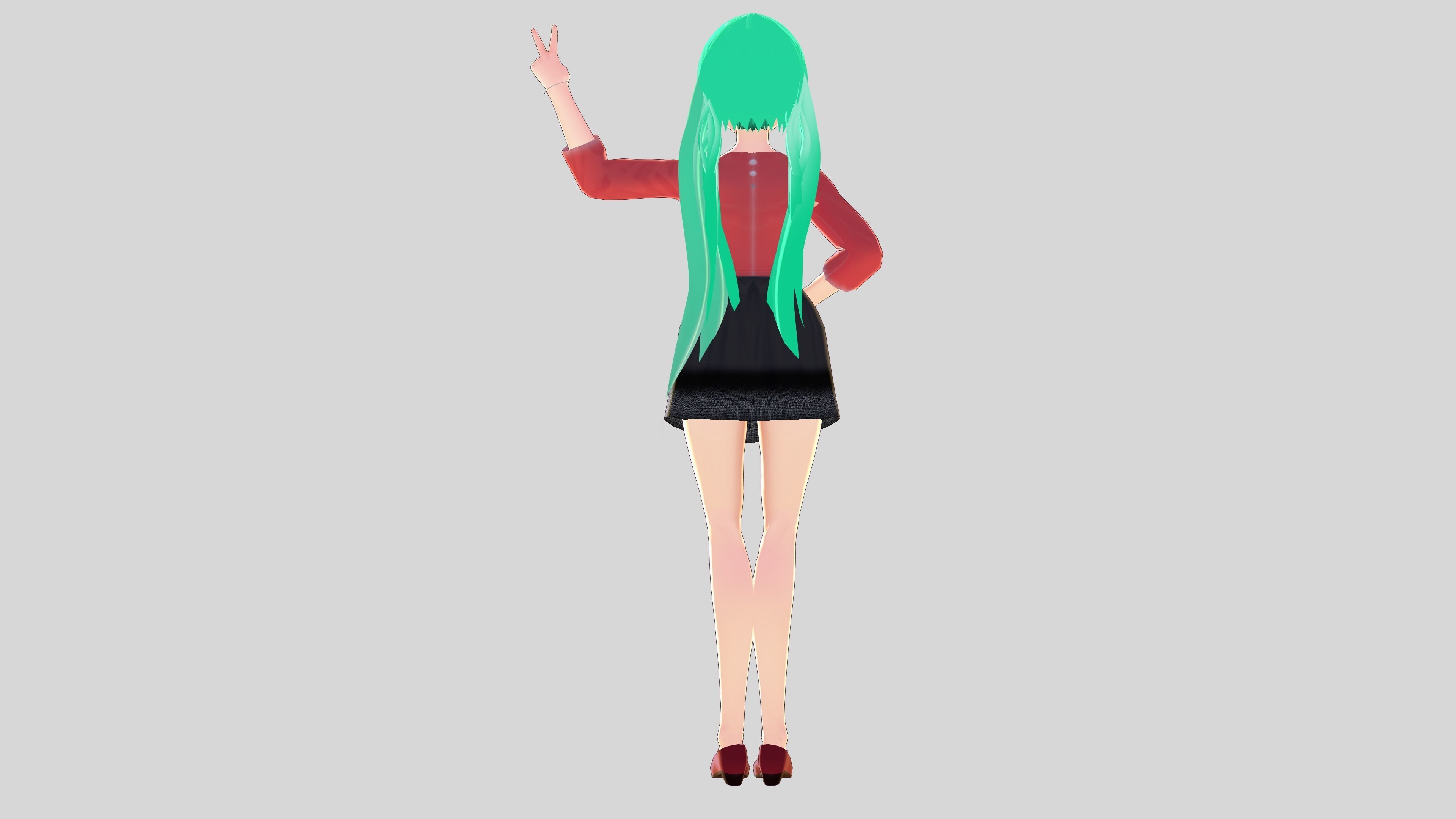 ASIAN GIRL DANCER 3D MODEL ANIME CHARACTER T-POSE SHAPE KEYS 3D model ...