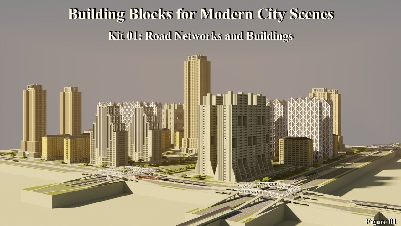Building Blocks for Modern City Scenes - Kit 01 free 3D model | CGTrader