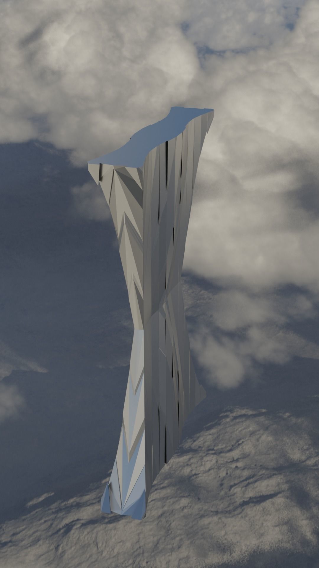 3D model Silver Futuristic Cubic Structure Pillar VR / AR / low-poly ...