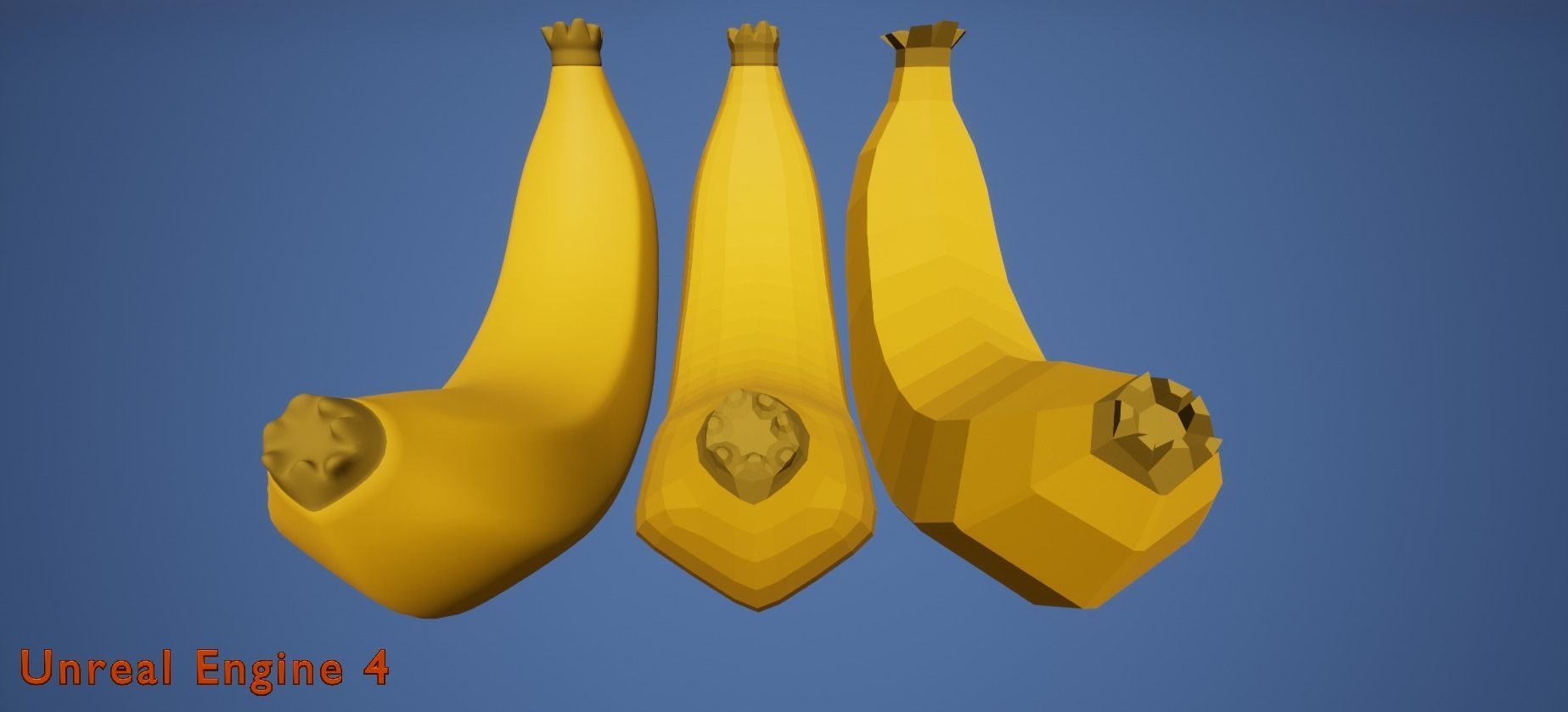 3D model Banana Low Medium High Poly Game Ready Unity 5 Unreal Engine 4 ...