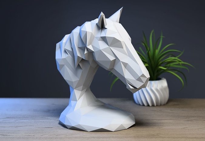 horse head low-poly Horse head headphone stand 3D model 3D printable ...