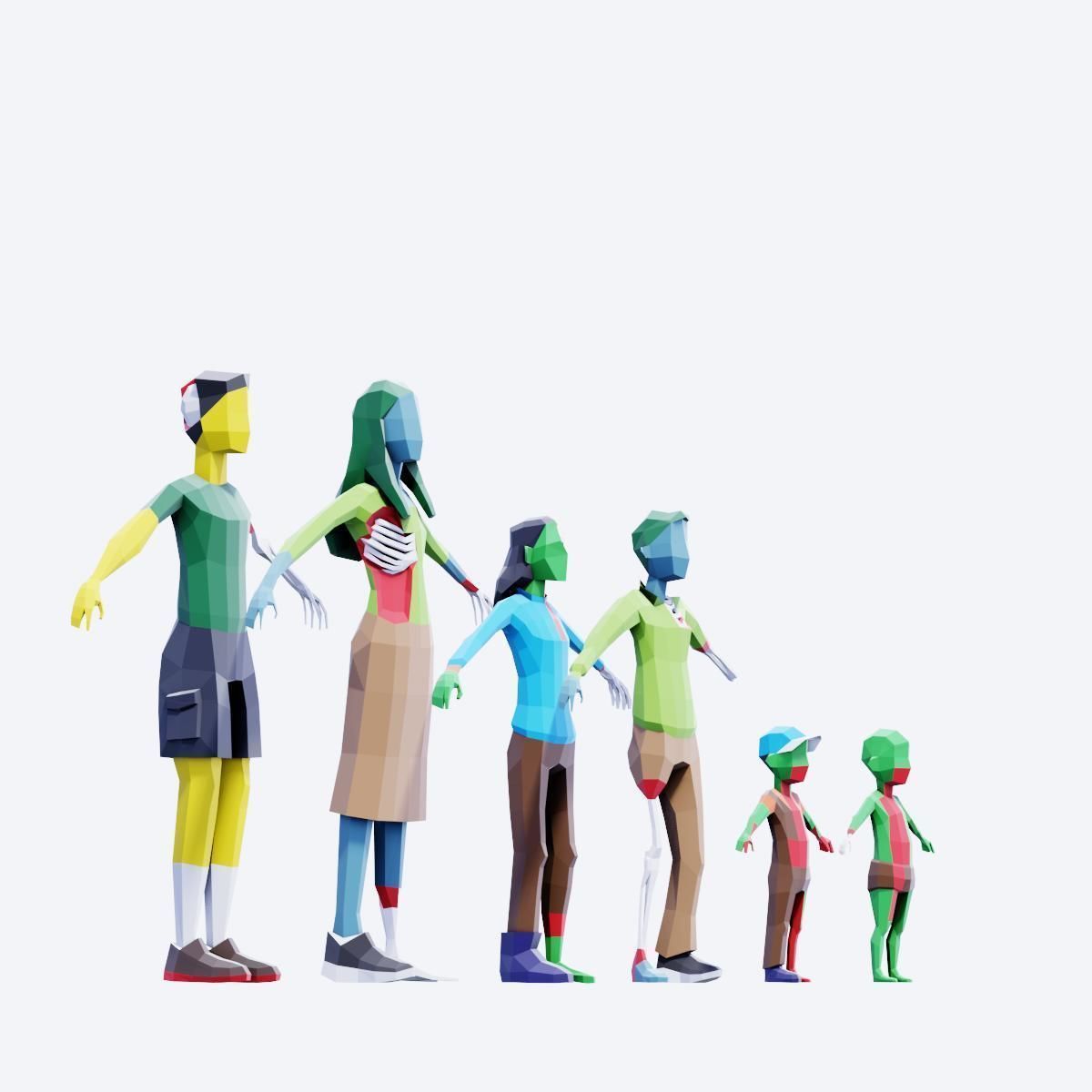 3D model Low Poly Zombies - Animated and Rigged VR / AR / low-poly ...