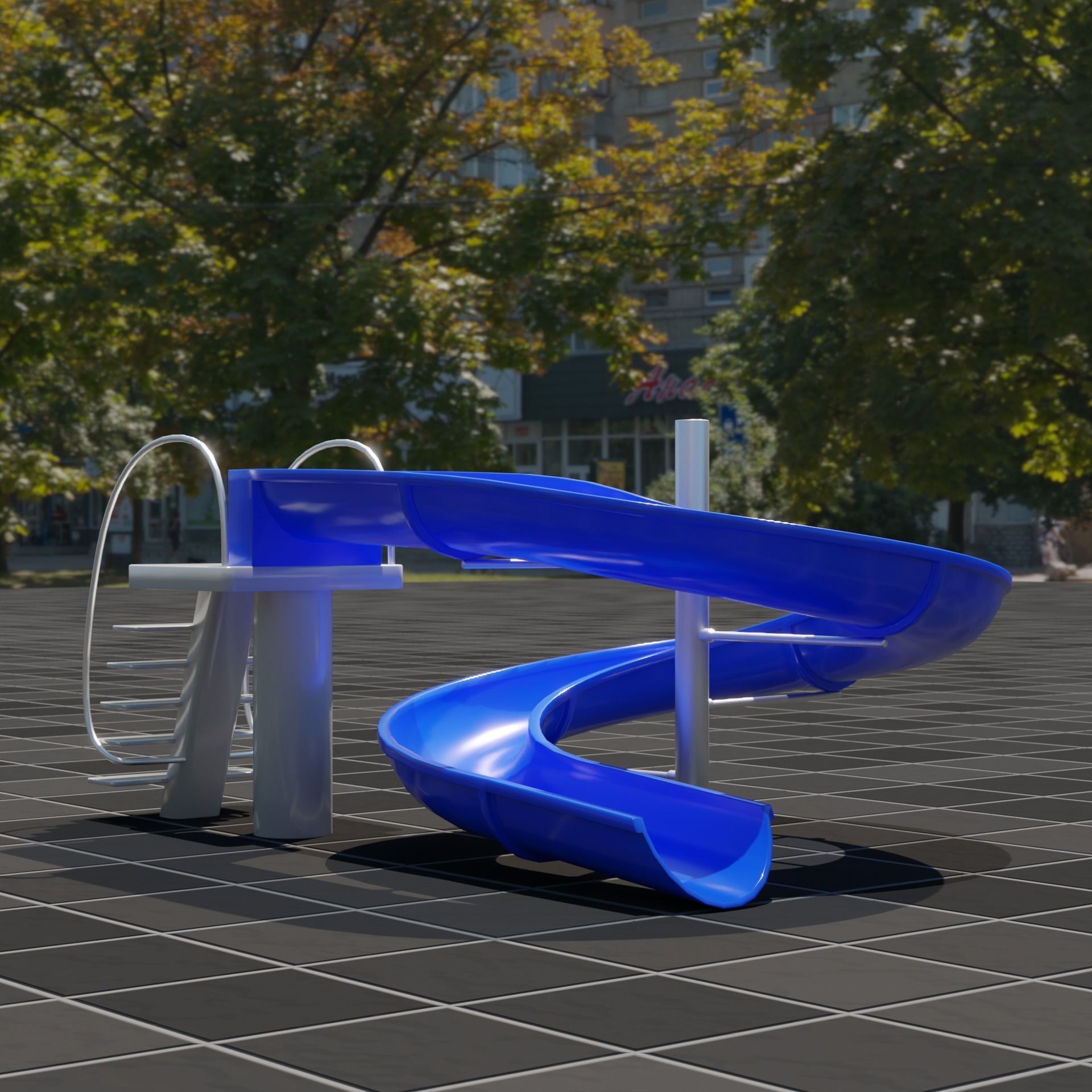 Small Plastic Playground Waterpark Slide 3D model | CGTrader