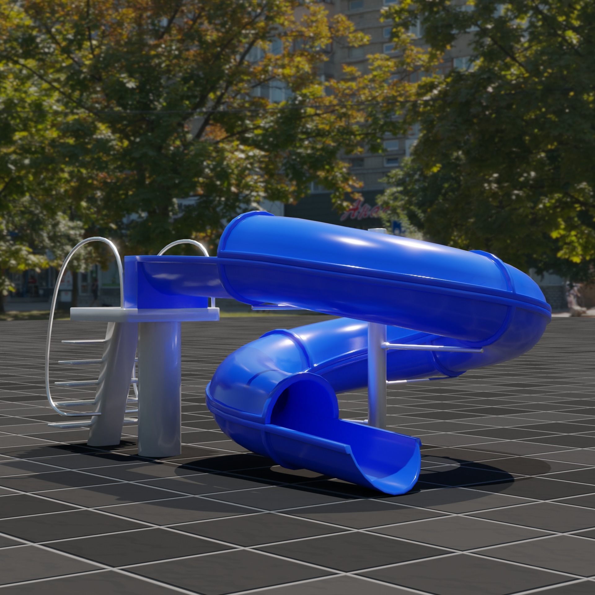 Small Plastic Playground Waterpark Slide 3D model | CGTrader