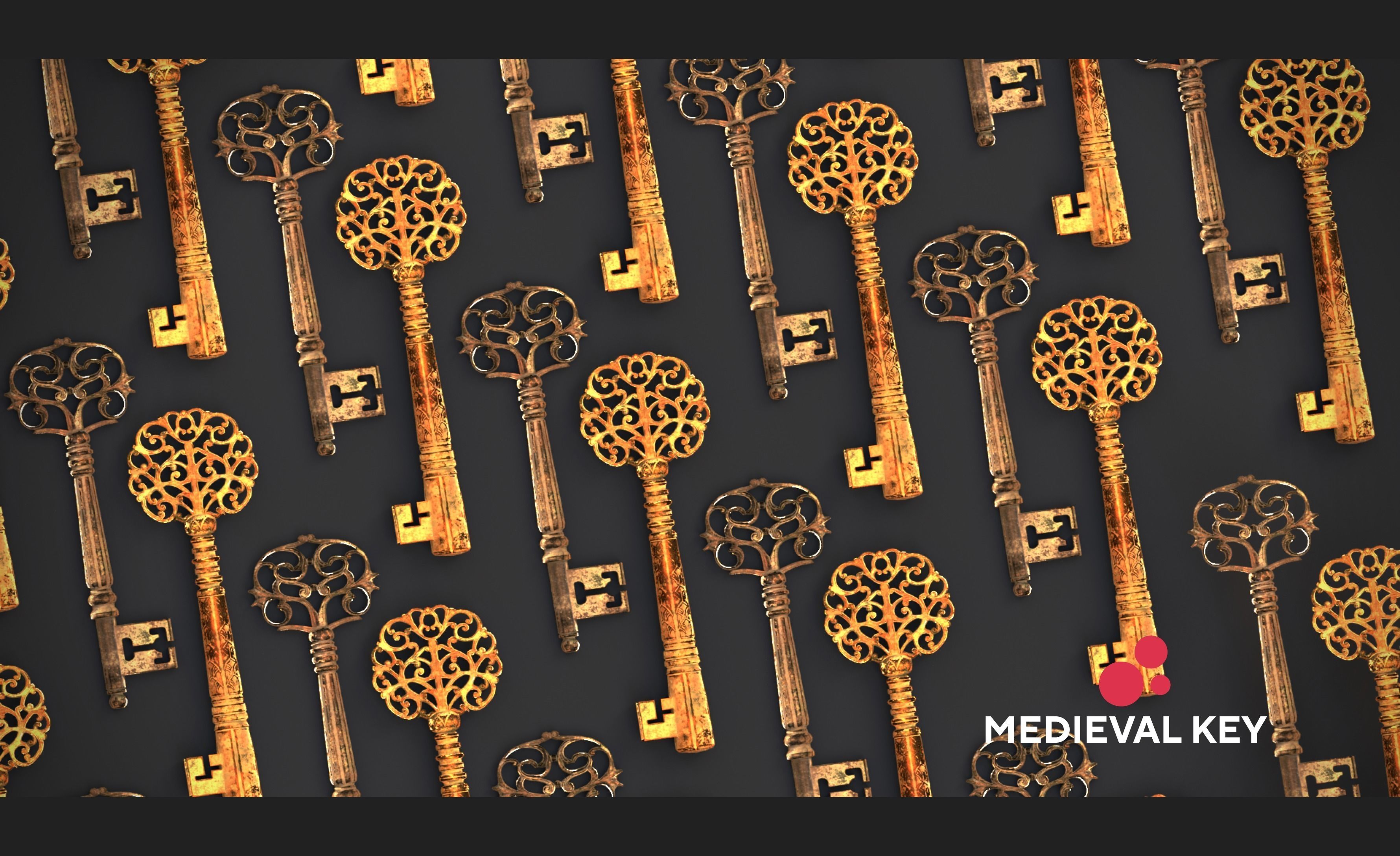 3D model Medieval Keys Set 05 AR low-poly 3D model Low-poly 3D model VR ...