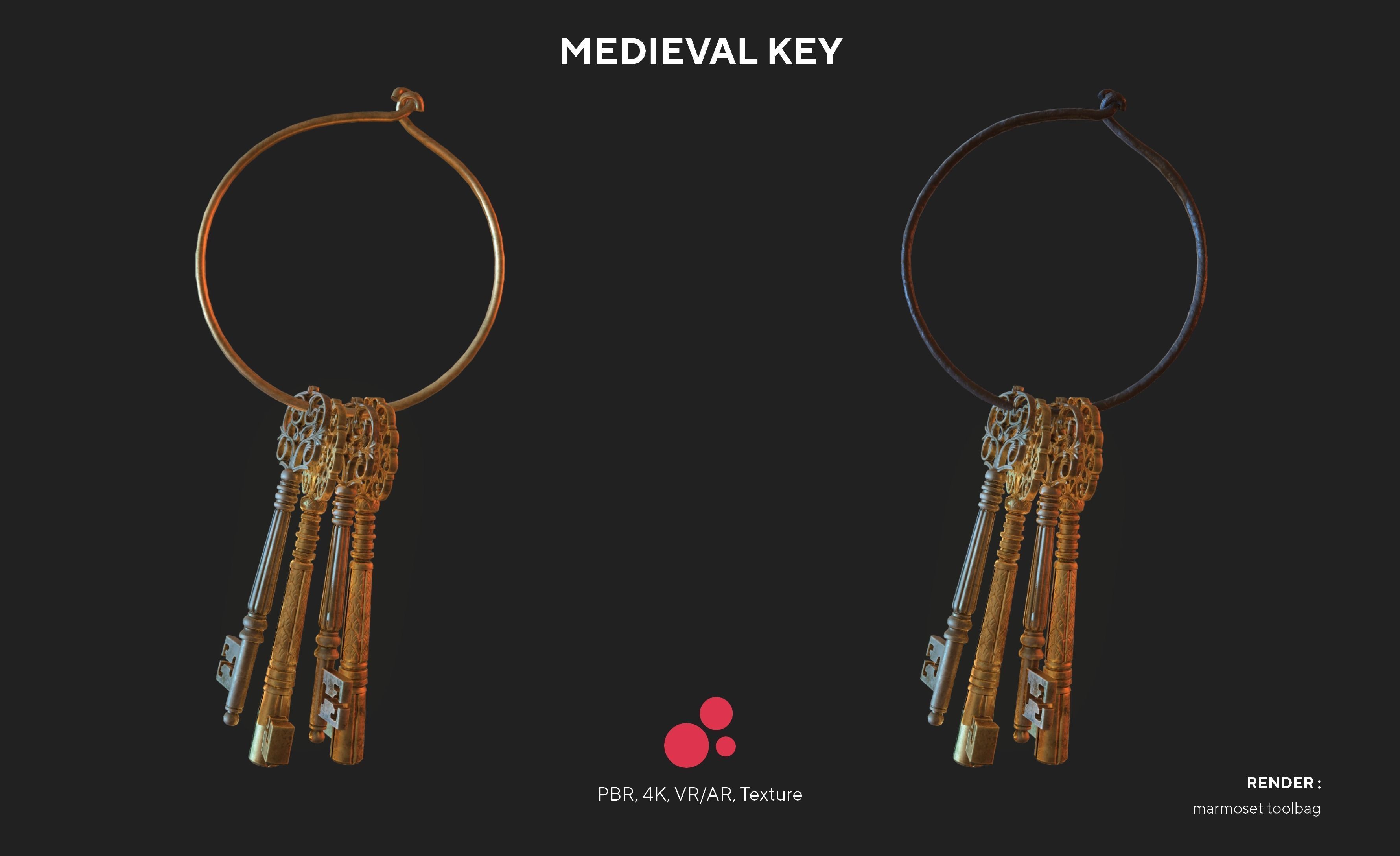 3D model Medieval Keys Set 05 AR low-poly 3D model Low-poly 3D model VR ...
