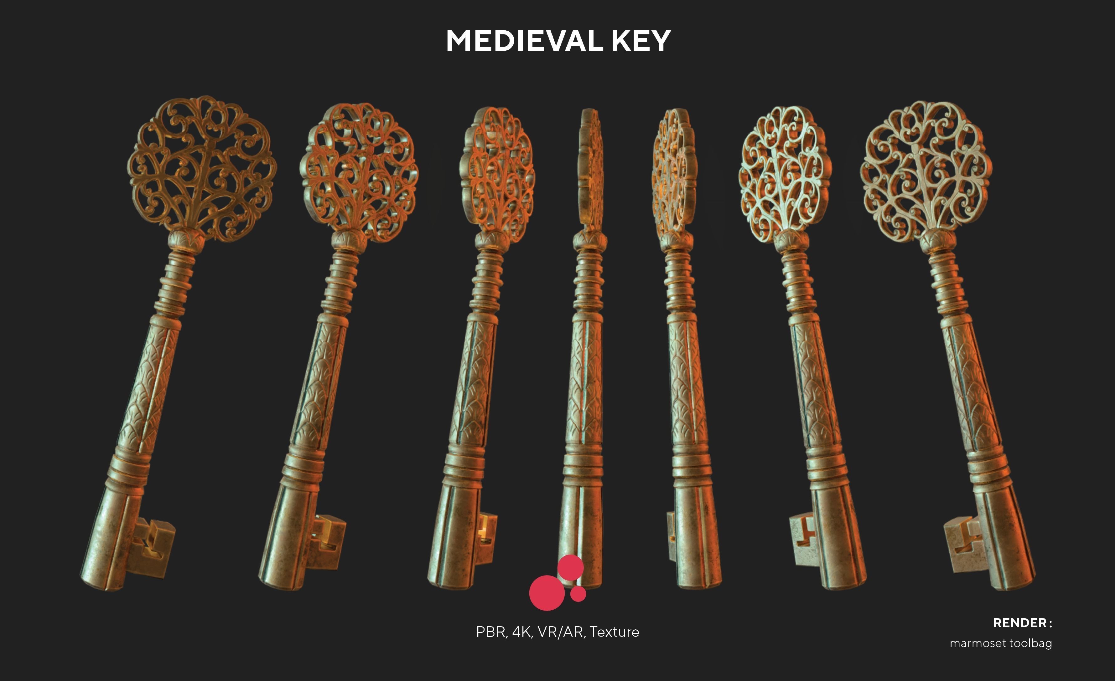 3D model Medieval Keys Set 05 AR low-poly 3D model Low-poly 3D model VR ...