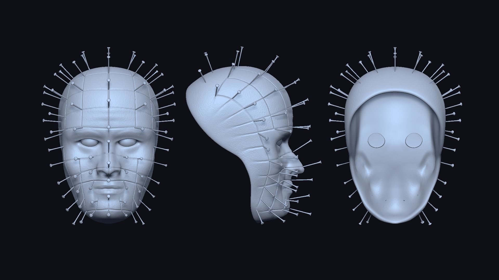 3D model Hellraiser Pinhead Mask - Halloween Terror VR / AR / low-poly ...