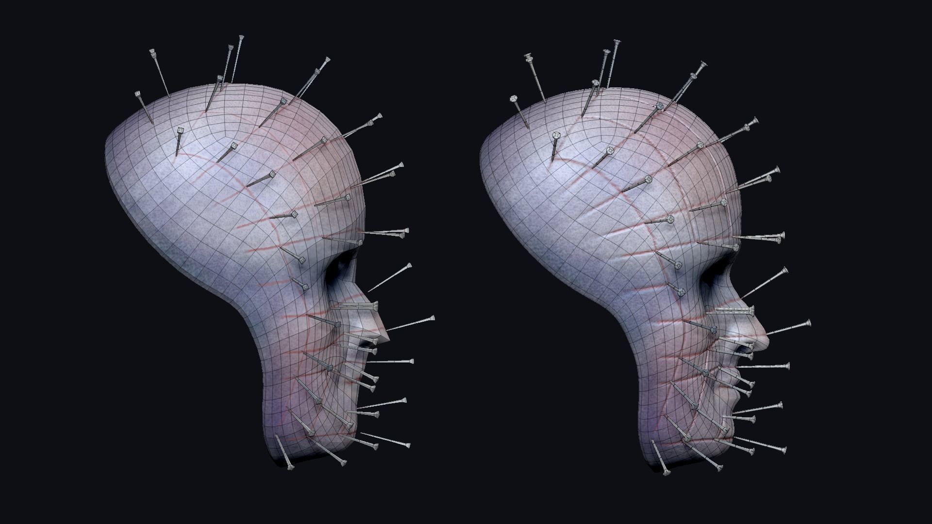 3D model Hellraiser Pinhead Mask - Halloween Terror VR / AR / low-poly ...