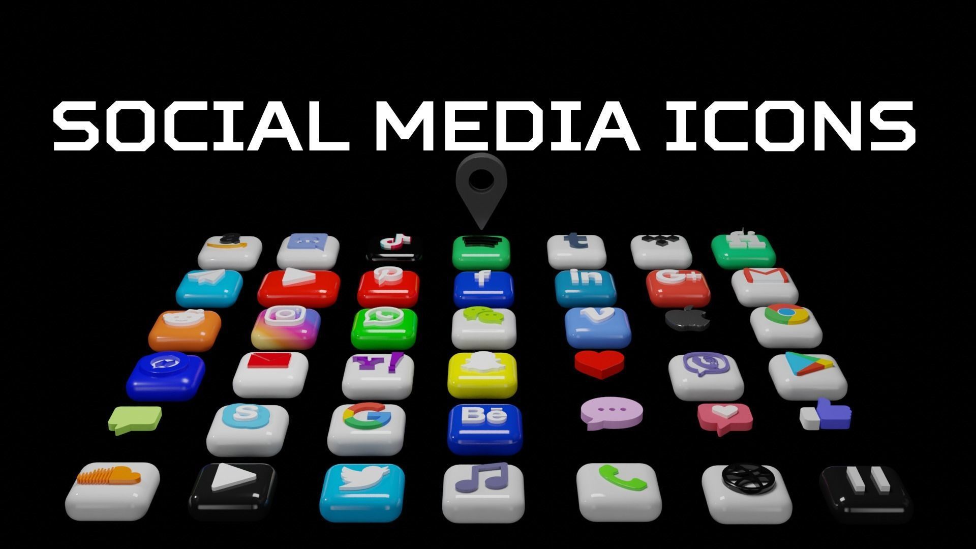3D model 3D SOCIAL MEDIA ICONS VR / AR / low-poly | CGTrader