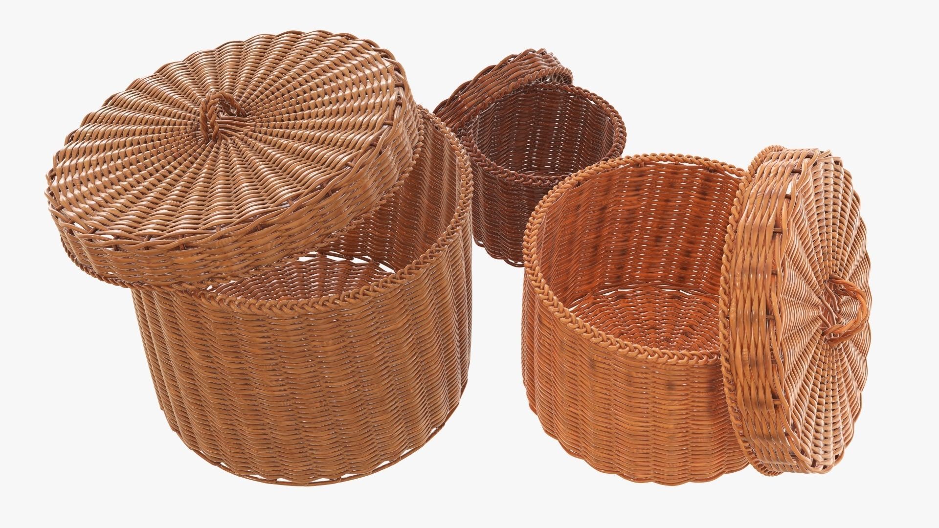 Three wicker boxes 3D model | CGTrader