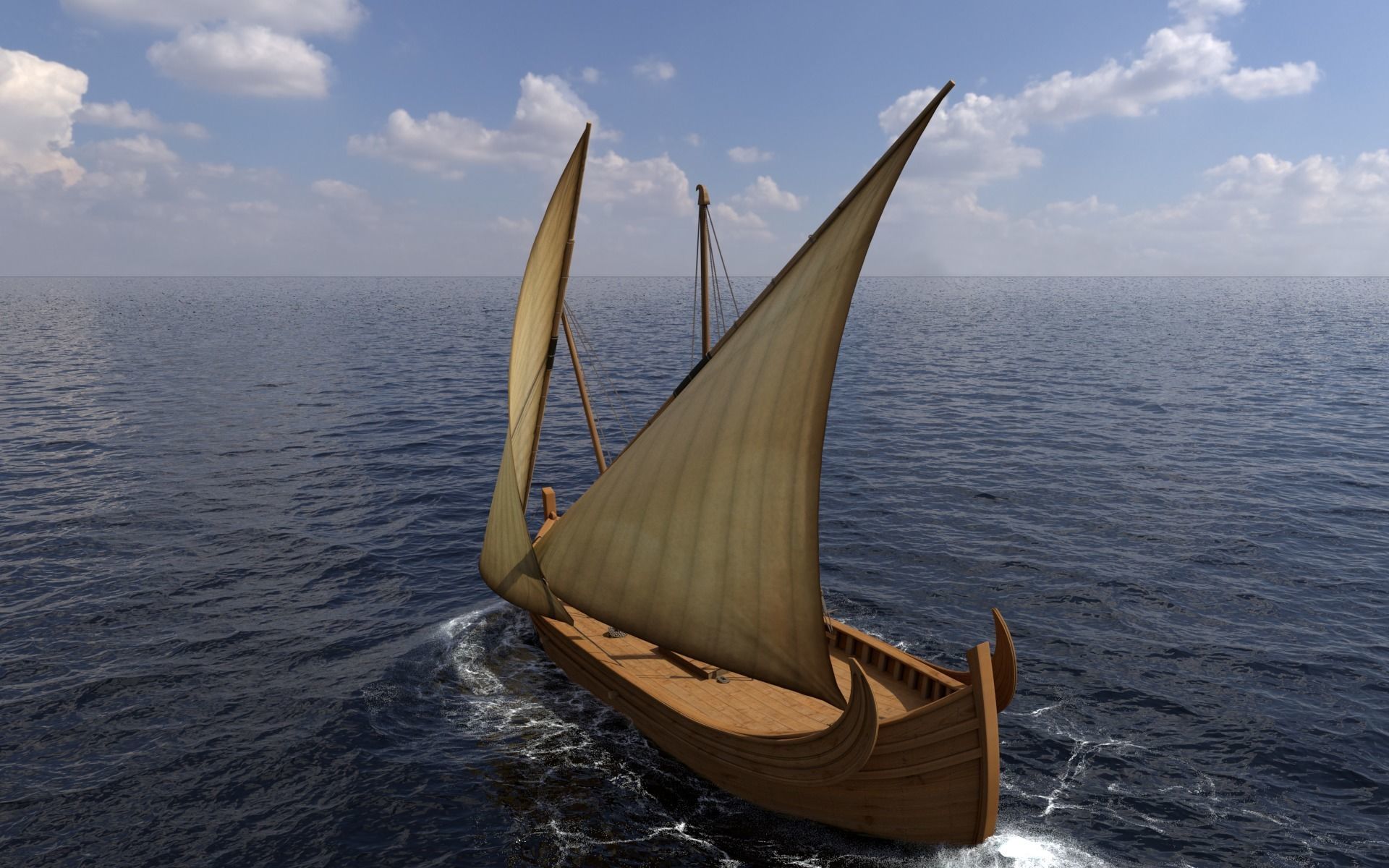 Medieval boat 3D model animated rigged | CGTrader