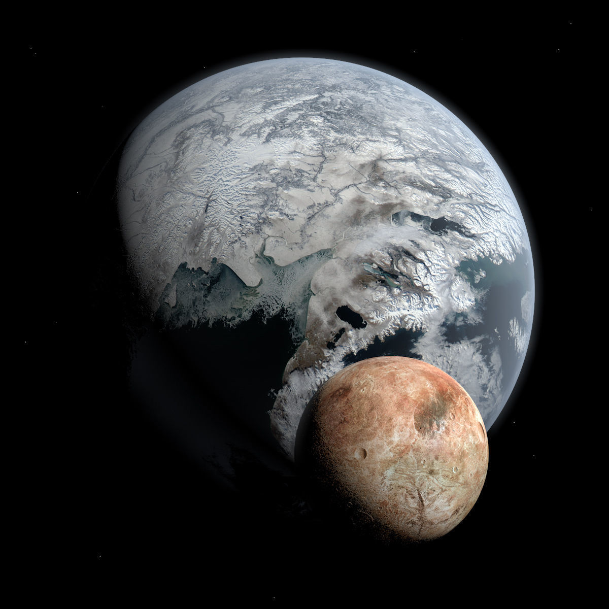 3D model Ice Planet with Moon - Alien Planet 8k VR / AR / low-poly ...