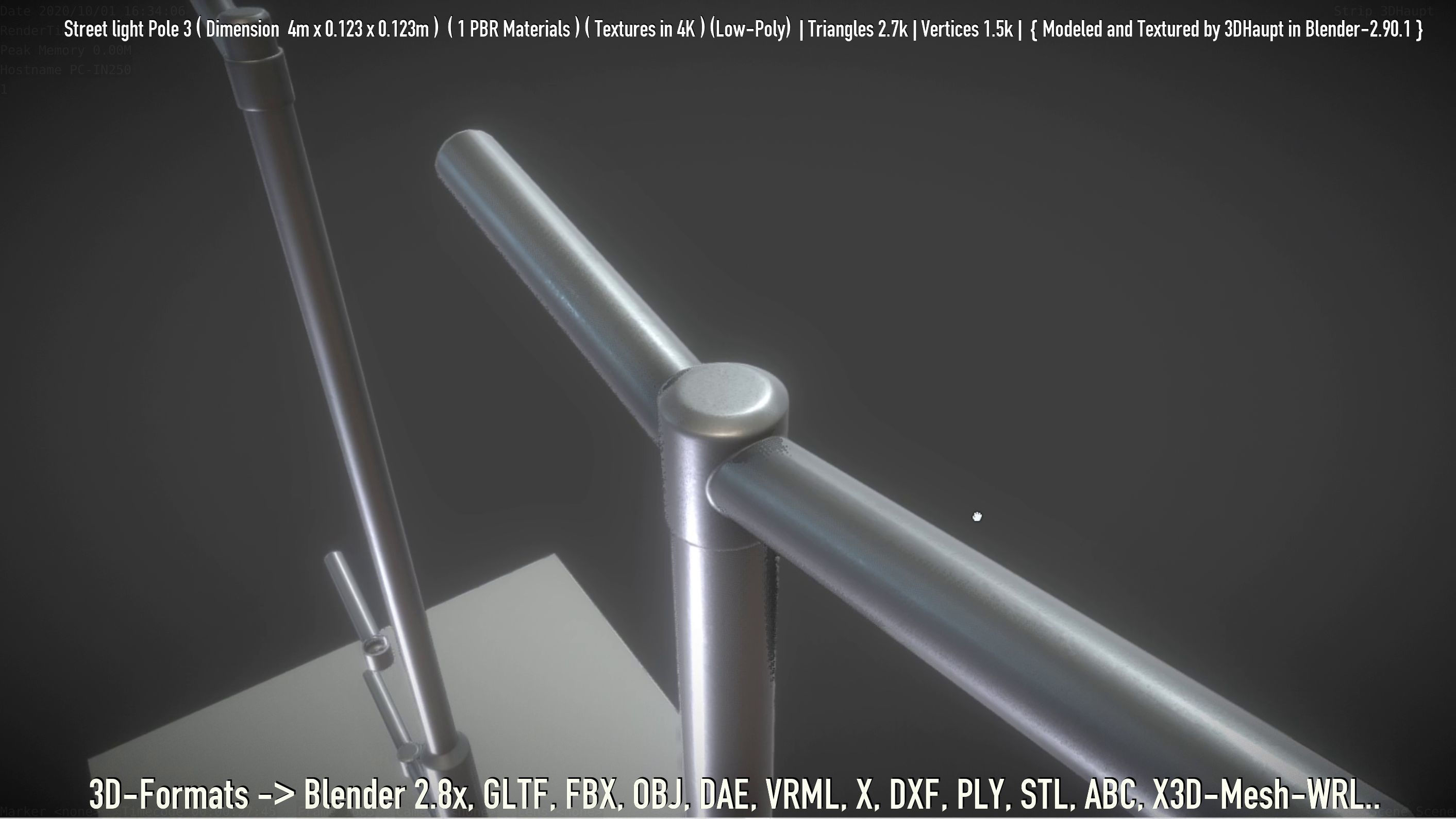 3D model Low-poly street light pole 3 VR / AR / low-poly | CGTrader