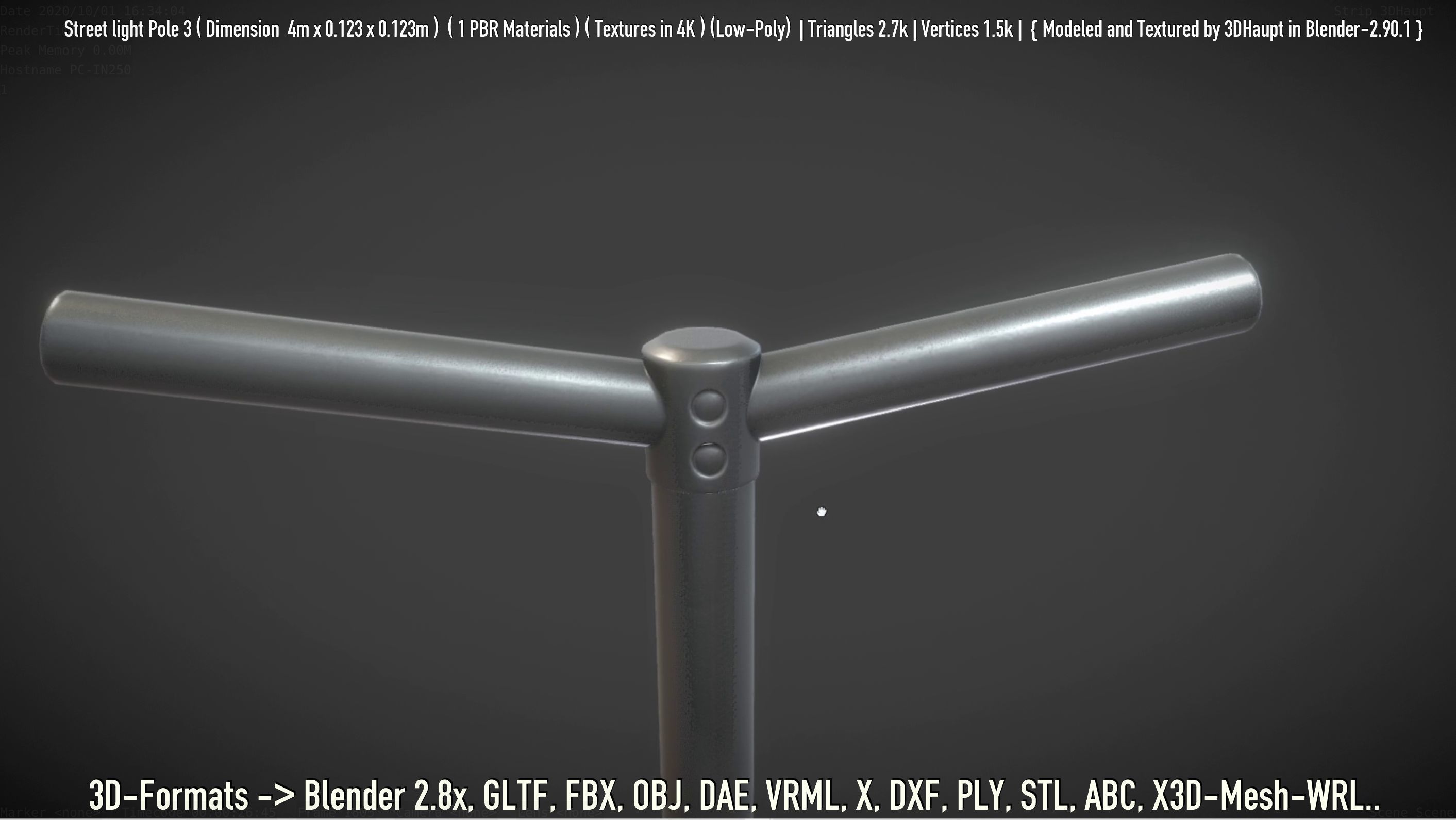 3D model Low-poly street light pole 3 VR / AR / low-poly | CGTrader