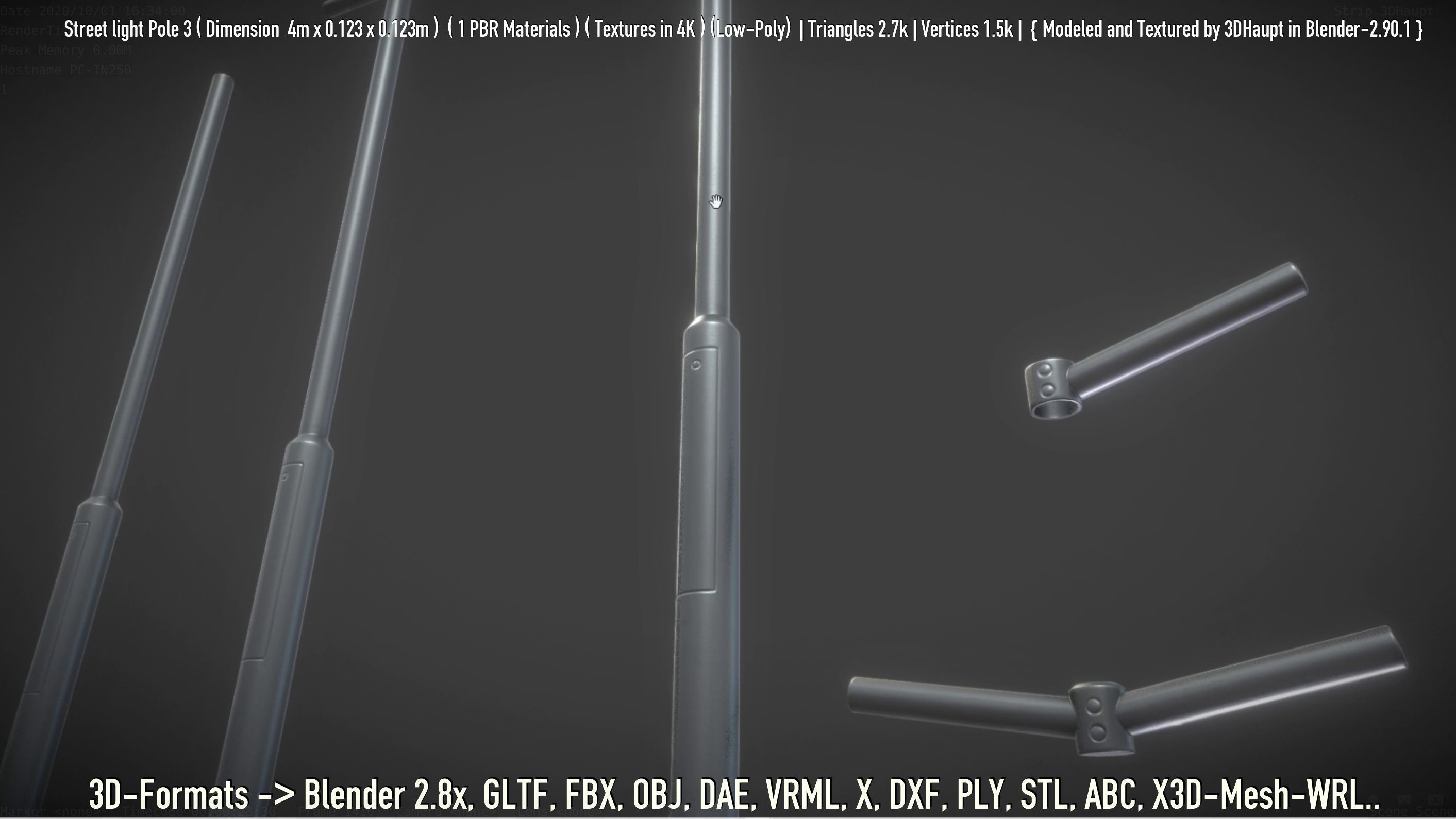 3D model Low-poly street light pole 3 VR / AR / low-poly | CGTrader