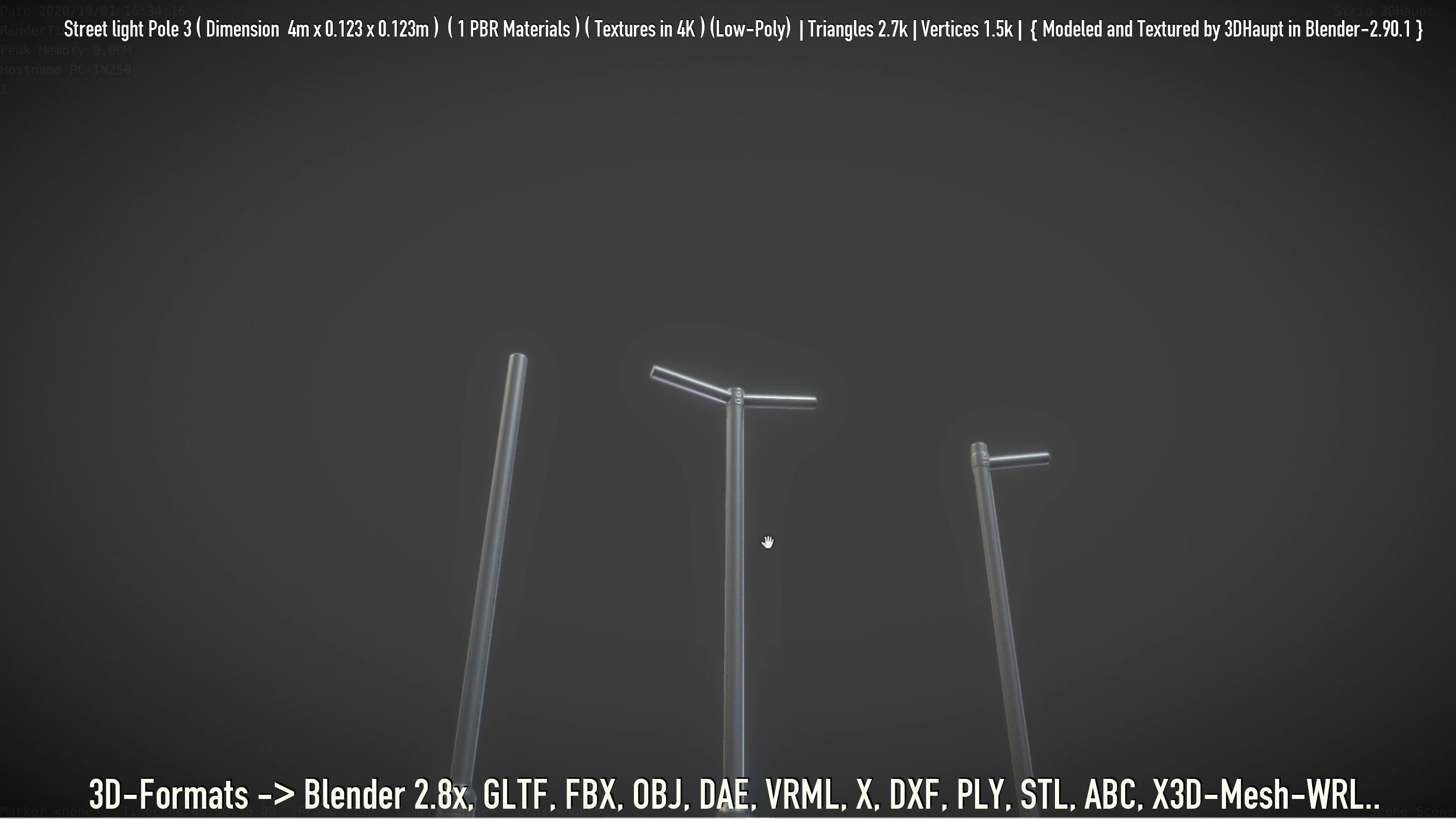 3D model Low-poly street light pole 3 VR / AR / low-poly | CGTrader