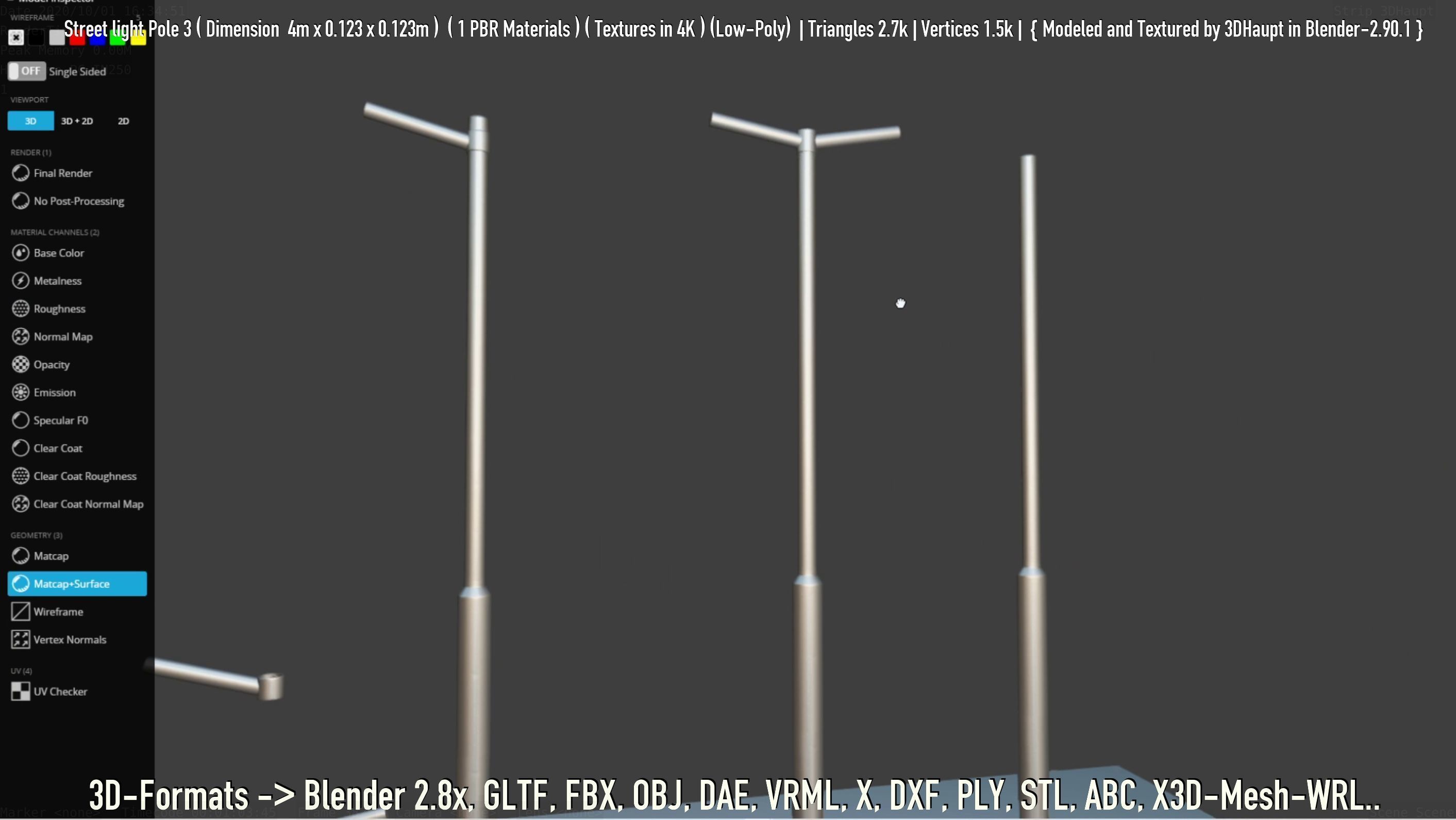 3D model Low-poly street light pole 3 VR / AR / low-poly | CGTrader