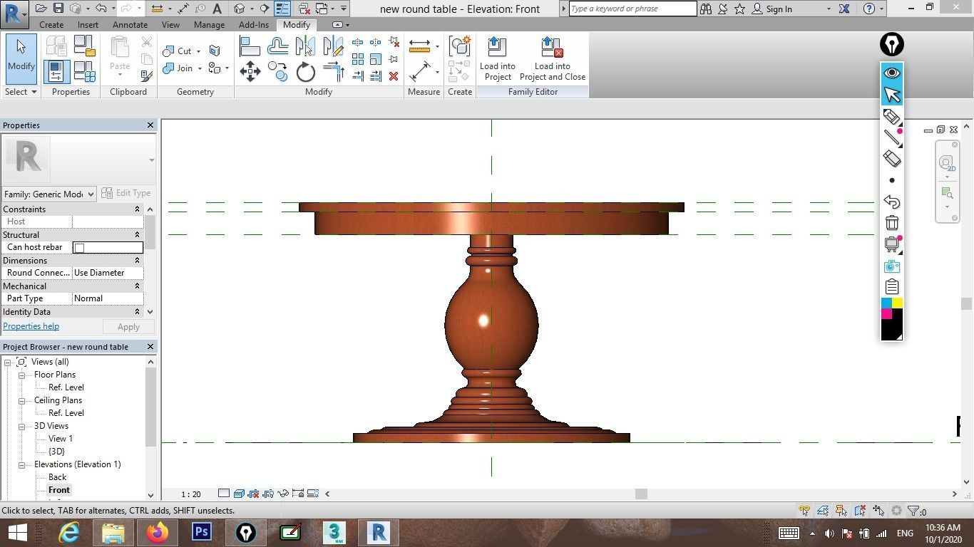 revit 2017 classic round table parametric 3D model | CGTrader