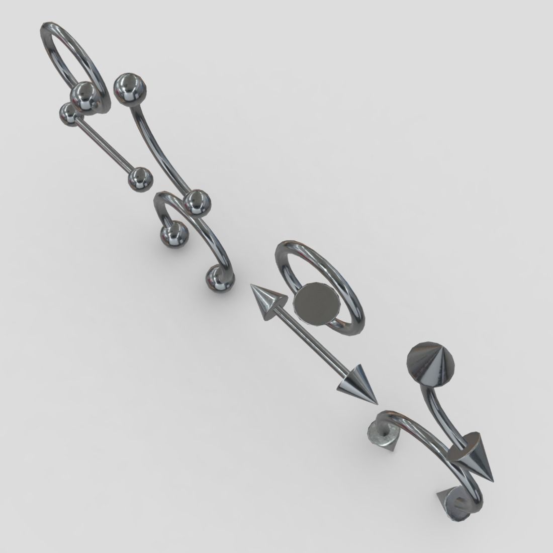 3D model Piercings Pack VR / AR / low-poly | CGTrader