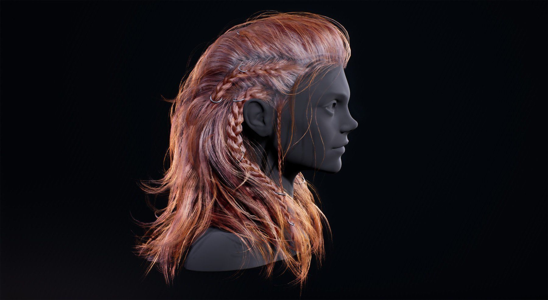 3D model Game Hair Viking Real-Time Hairstyle UE4 VR / AR / low-poly ...