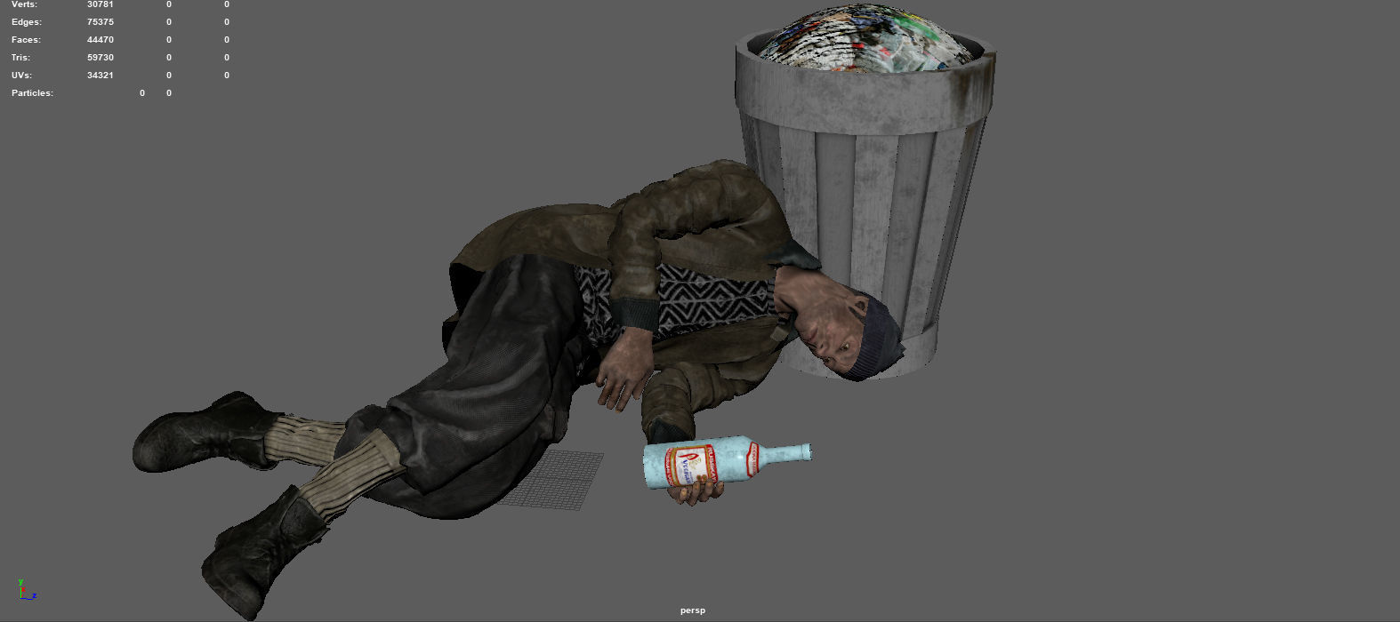 HOMELESS ALCOHOLIC pose 3D model | CGTrader
