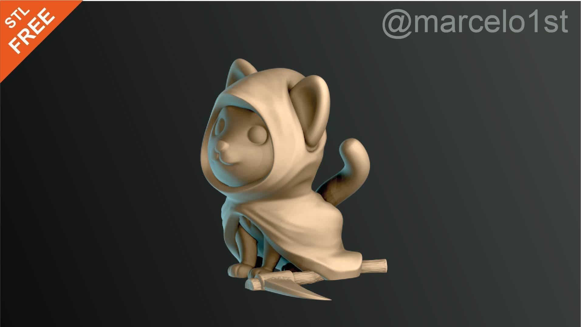 Halloween Cat Reaper free 3D model 3D printable | CGTrader