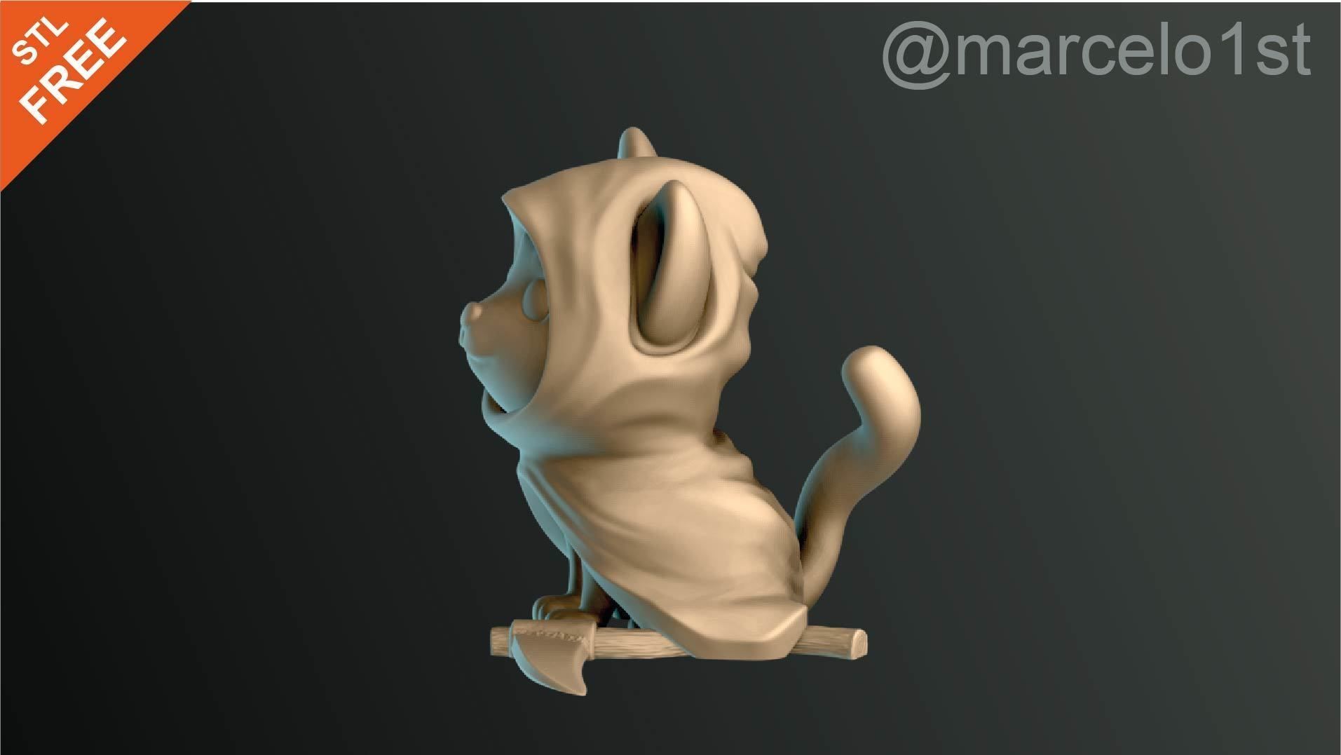 Halloween Cat Reaper free 3D model 3D printable | CGTrader