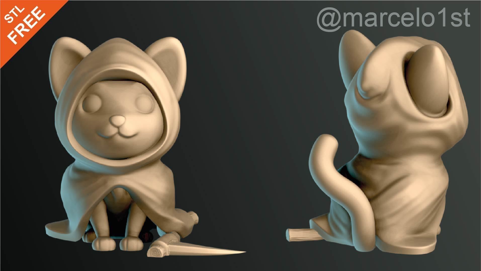 Halloween Cat Reaper free 3D model 3D printable | CGTrader