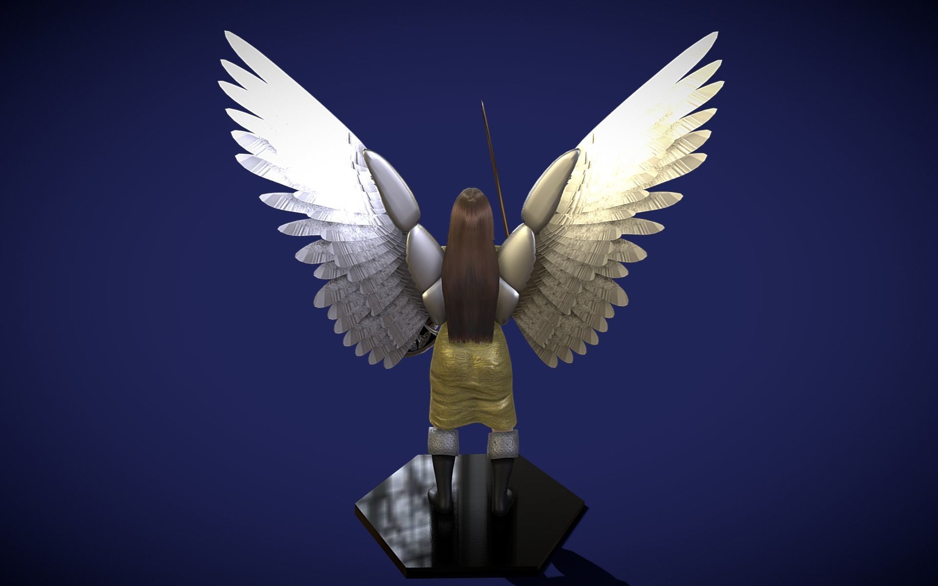 3D model Angel-Knight statue of angel holding sword and shield VR / AR ...