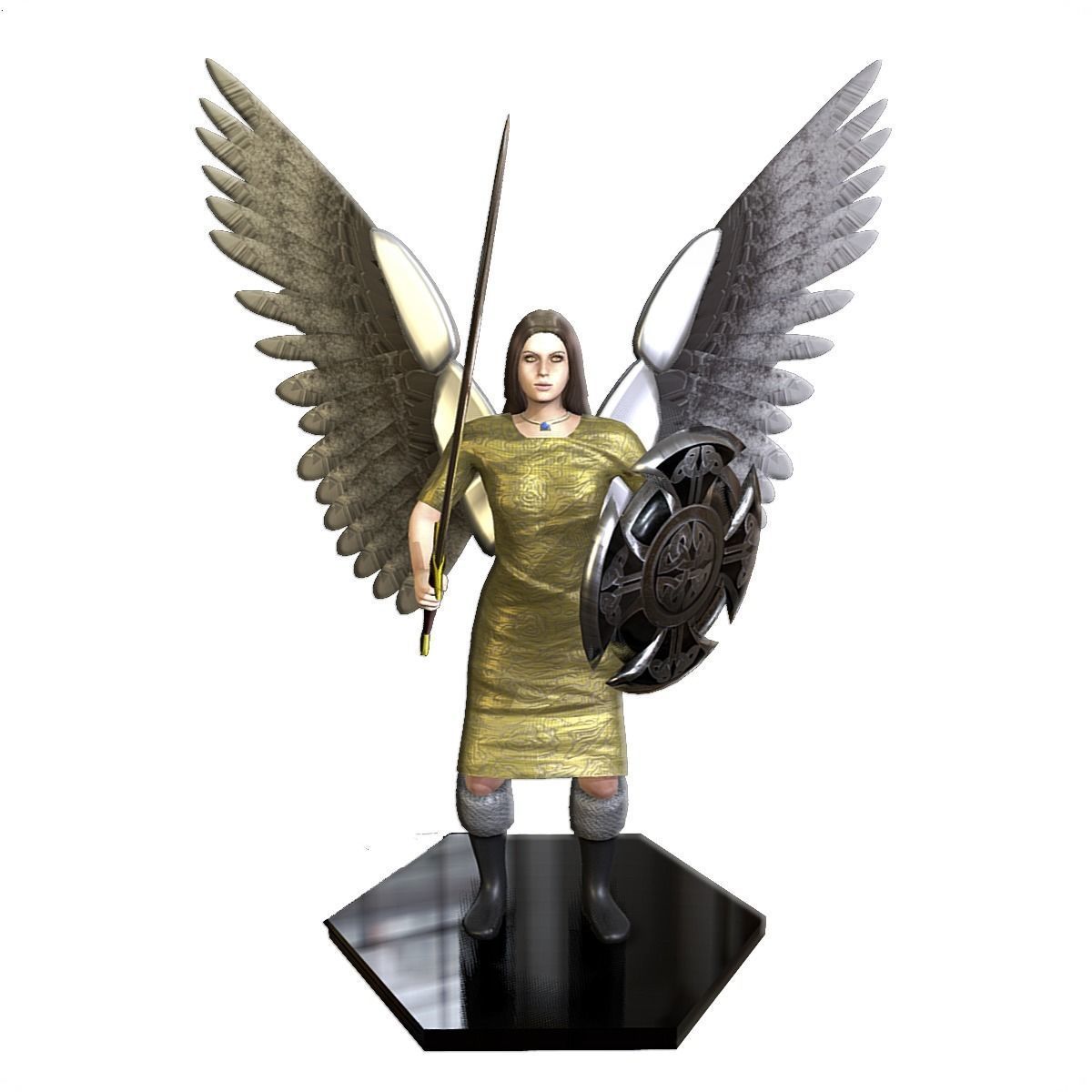 3D model Angel-Knight statue of angel holding sword and shield VR / AR ...