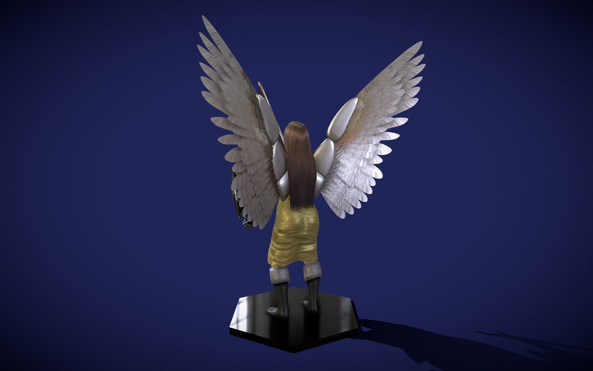 3D model Angel-Knight statue of angel holding sword and shield VR / AR ...