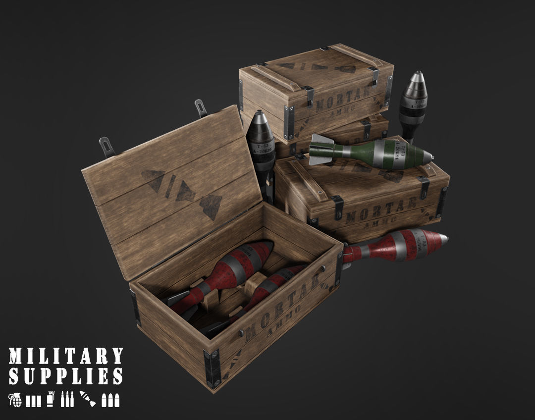 3D model Military Supplies Pack - Mortar Ammo Box VR / AR / low-poly ...