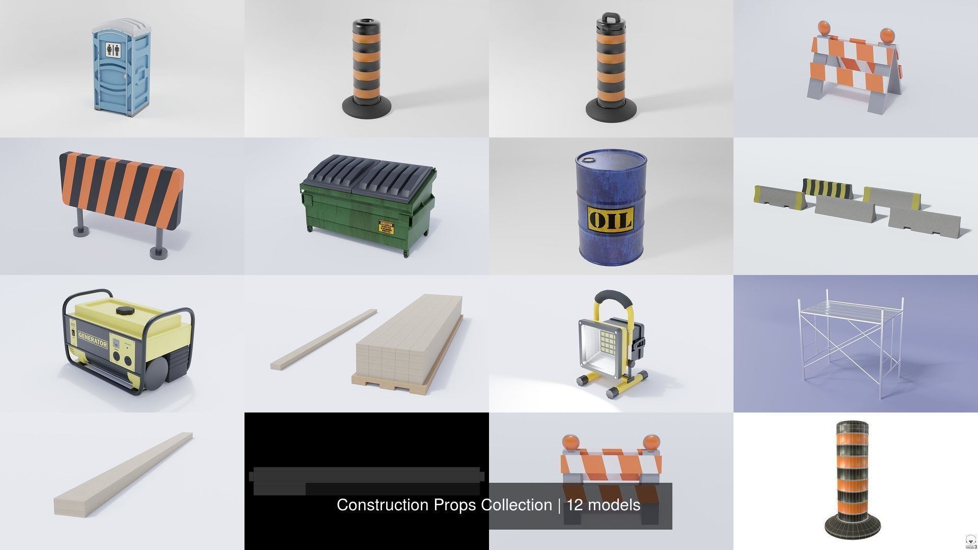 Construction Props Collection VR / AR / low-poly | CGTrader