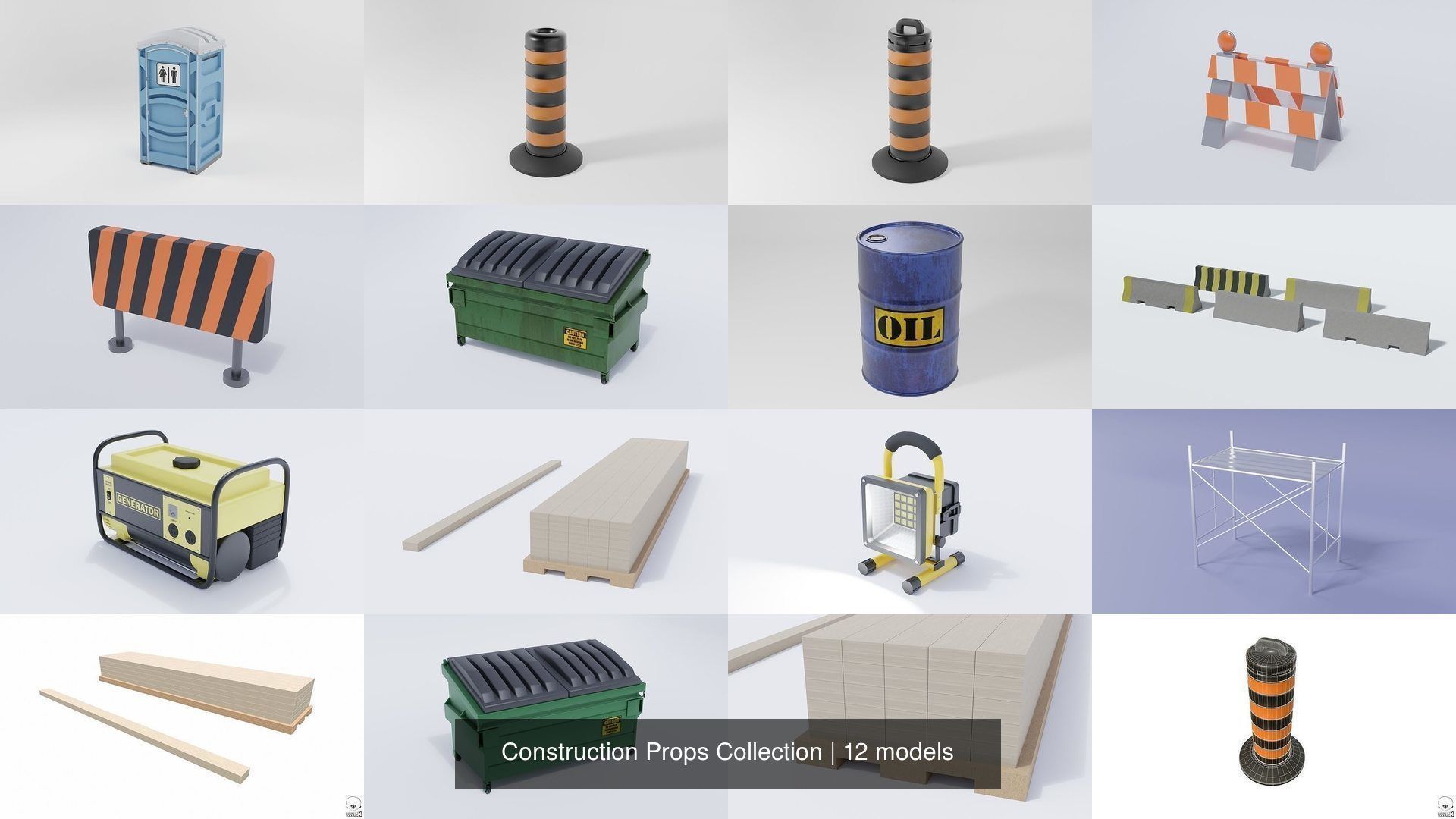 Construction Props Collection VR / AR / low-poly | CGTrader