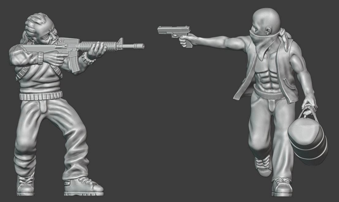 Gunmen - 28mm wargaming miniatures 3D model 3D printable | CGTrader