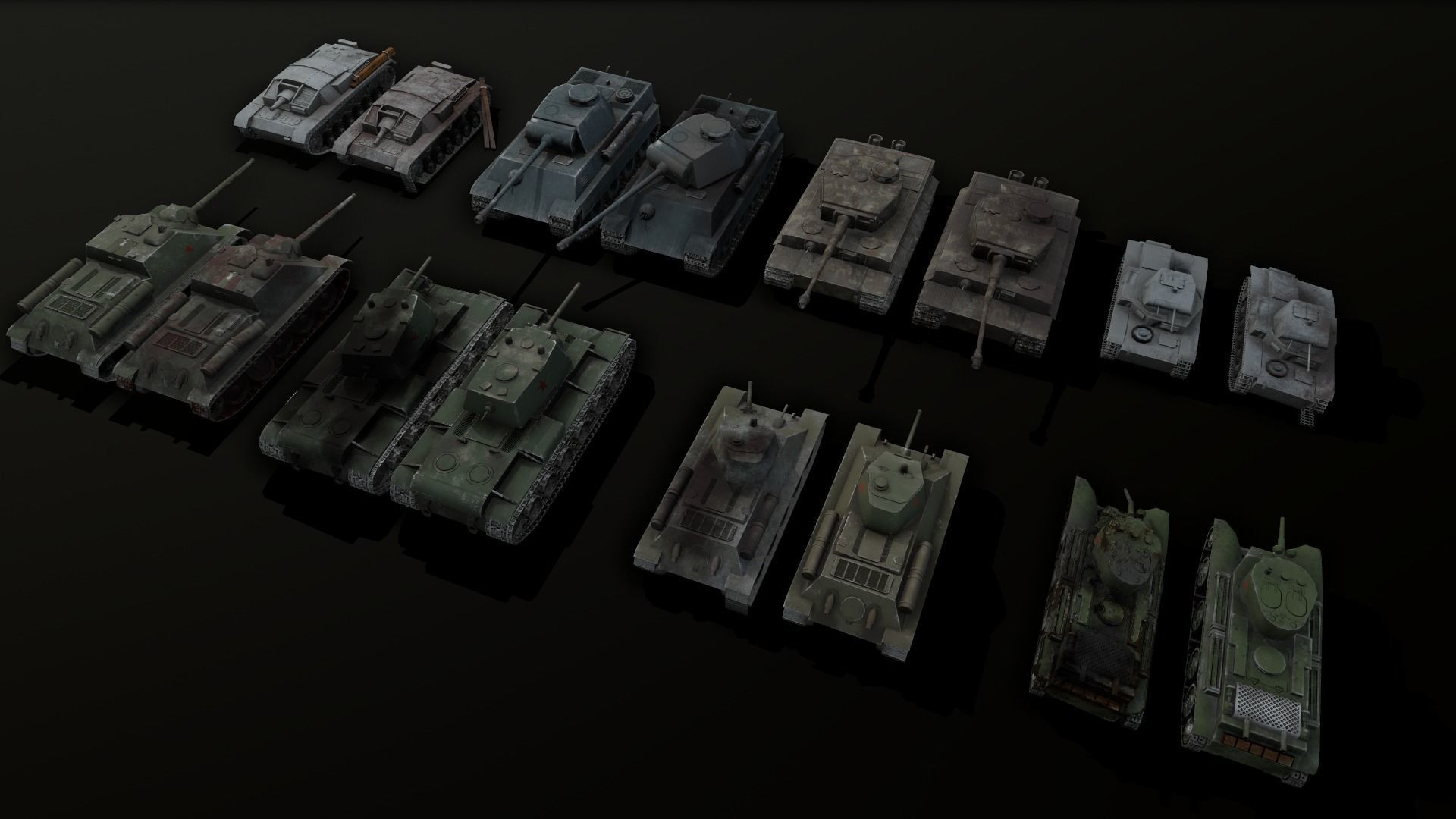 3D model Tanks Pack World War 2 VR / AR / low-poly | CGTrader