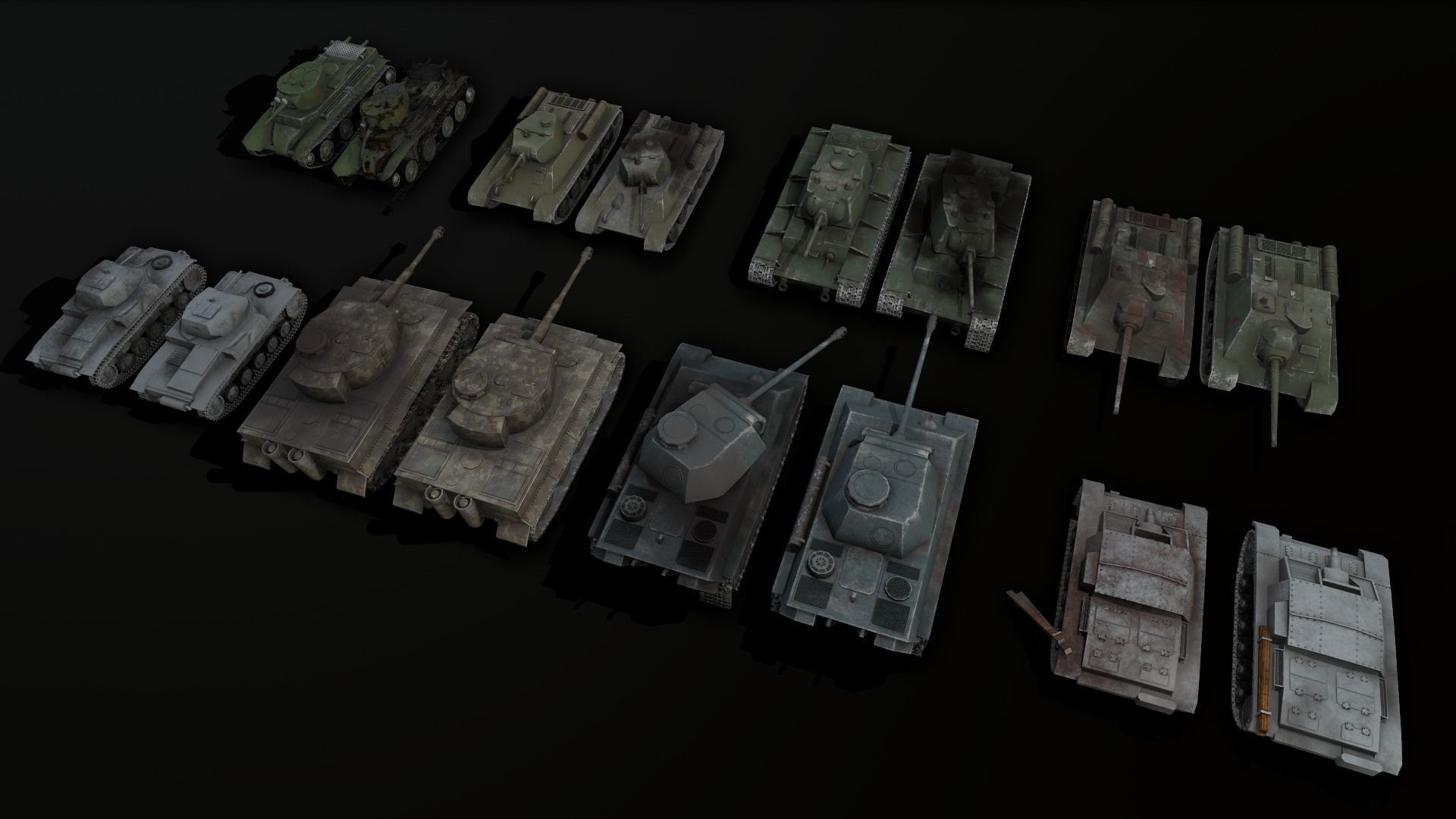 3D model Tanks Pack World War 2 VR / AR / low-poly | CGTrader