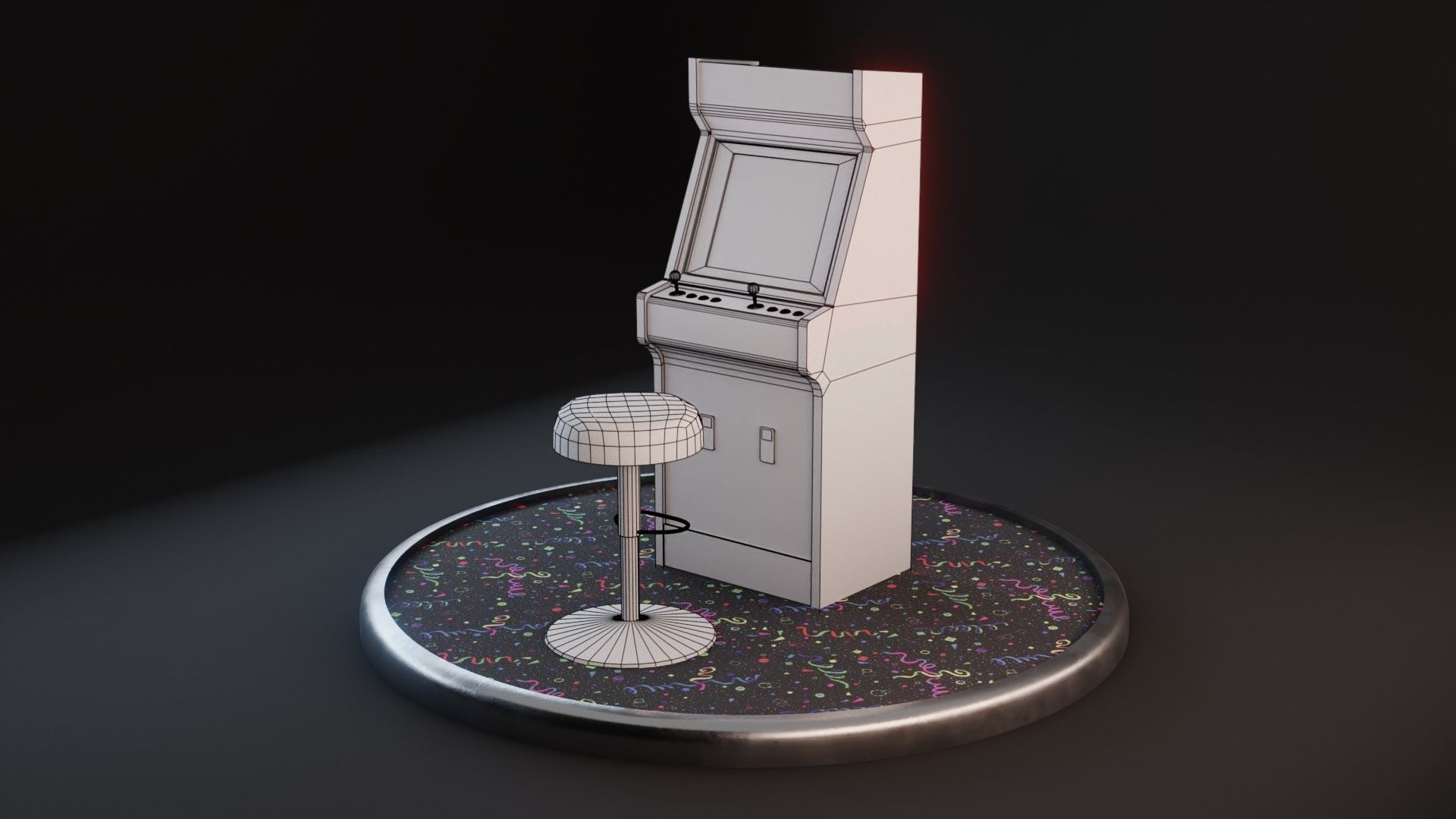 3D model 4 Arcade Machines with Chair - Retro - Game Ready VR / AR ...