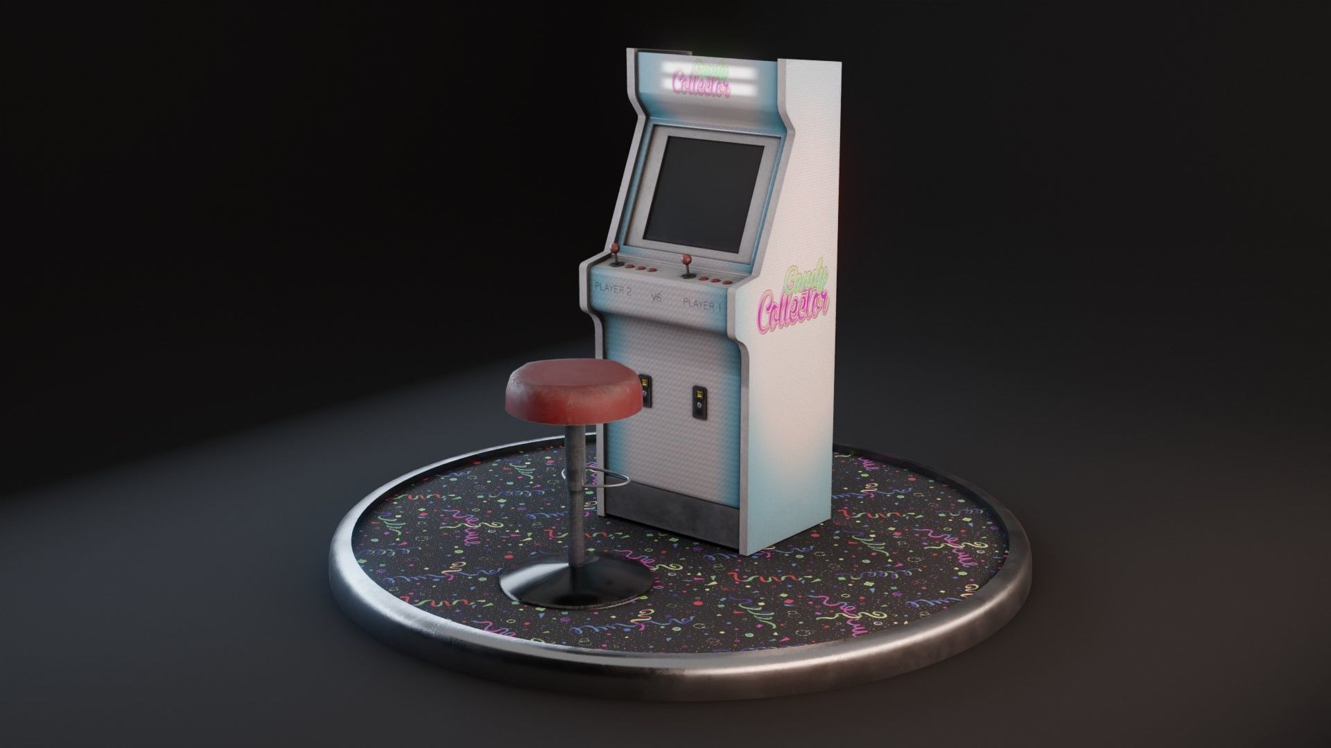 3D model 4 Arcade Machines with Chair - Retro - Game Ready VR / AR ...