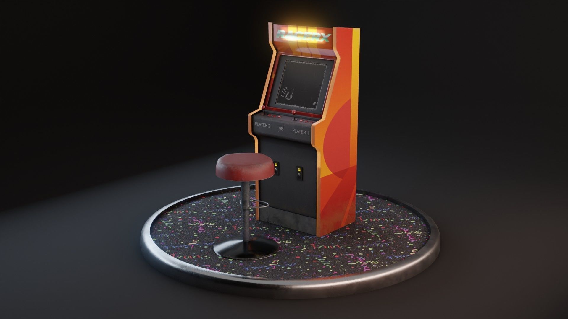 3D model 4 Arcade Machines with Chair - Retro - Game Ready VR / AR ...