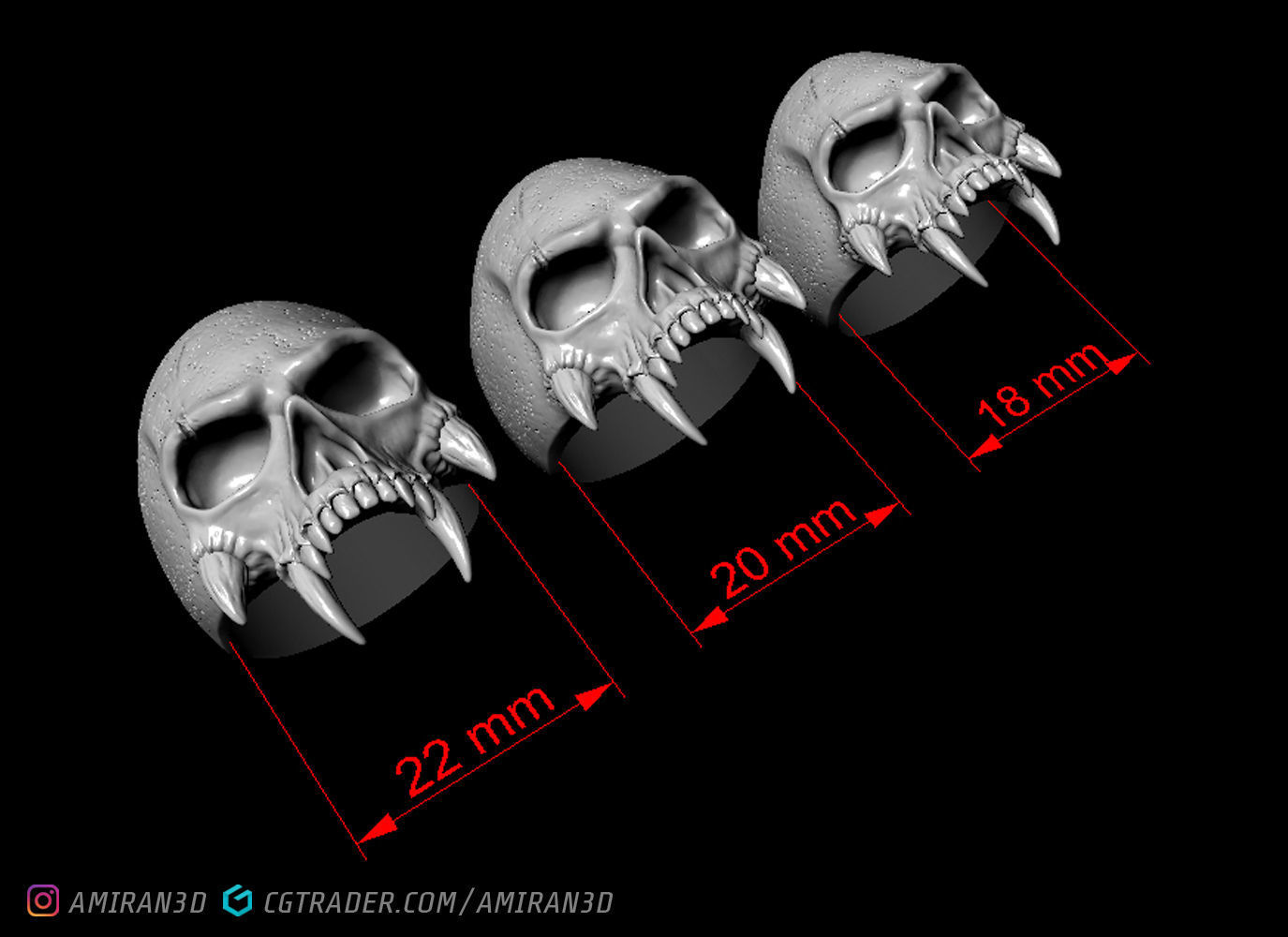 Vampire Ring Skull Ring 3D model 3D printable | CGTrader