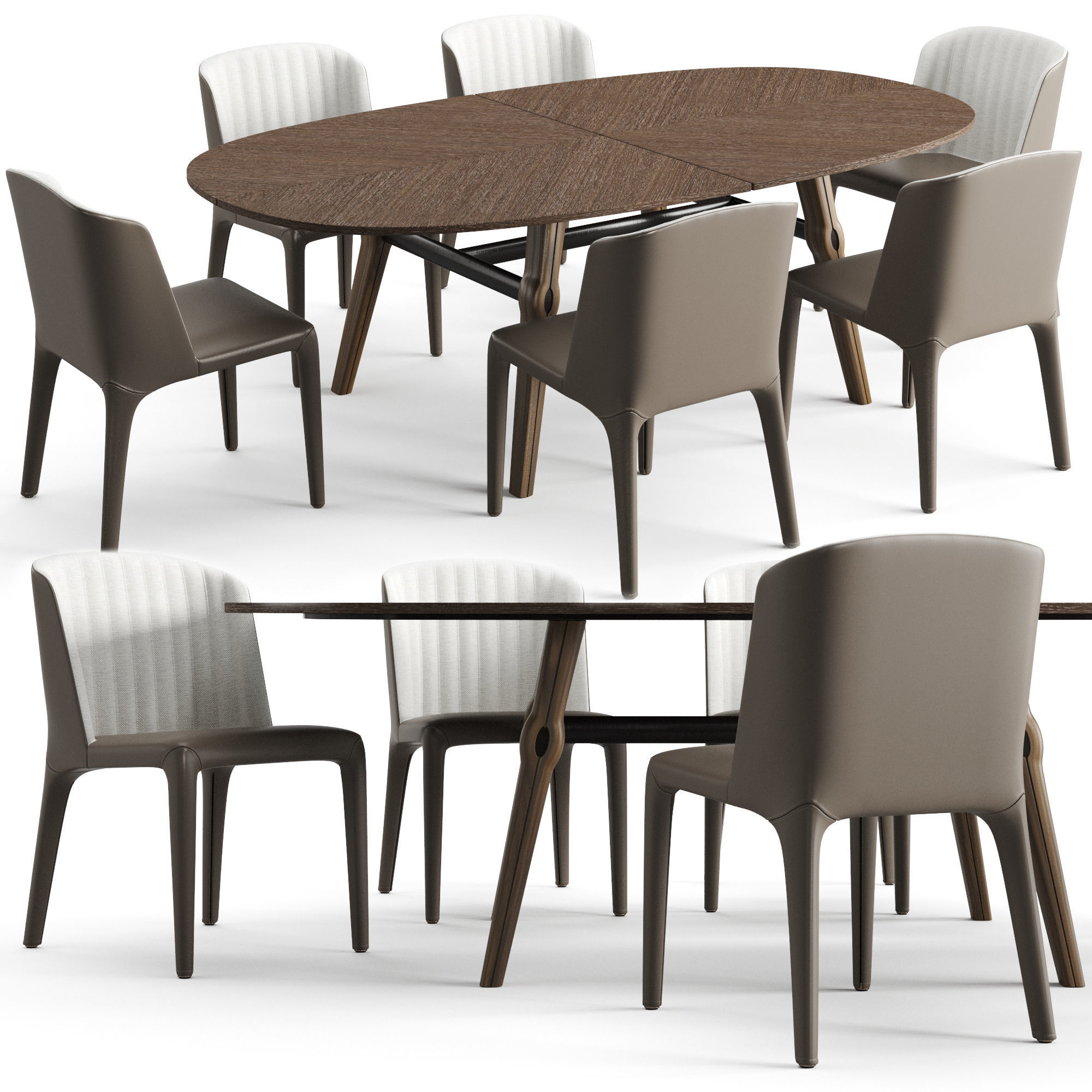 Giorgetti Dining Table Ago And Chair Bicolette 3D model | CGTrader