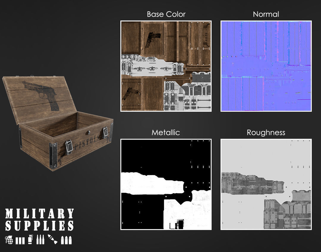 3D model Military Supplies Pack - Small Gun Box VR / AR / low-poly ...